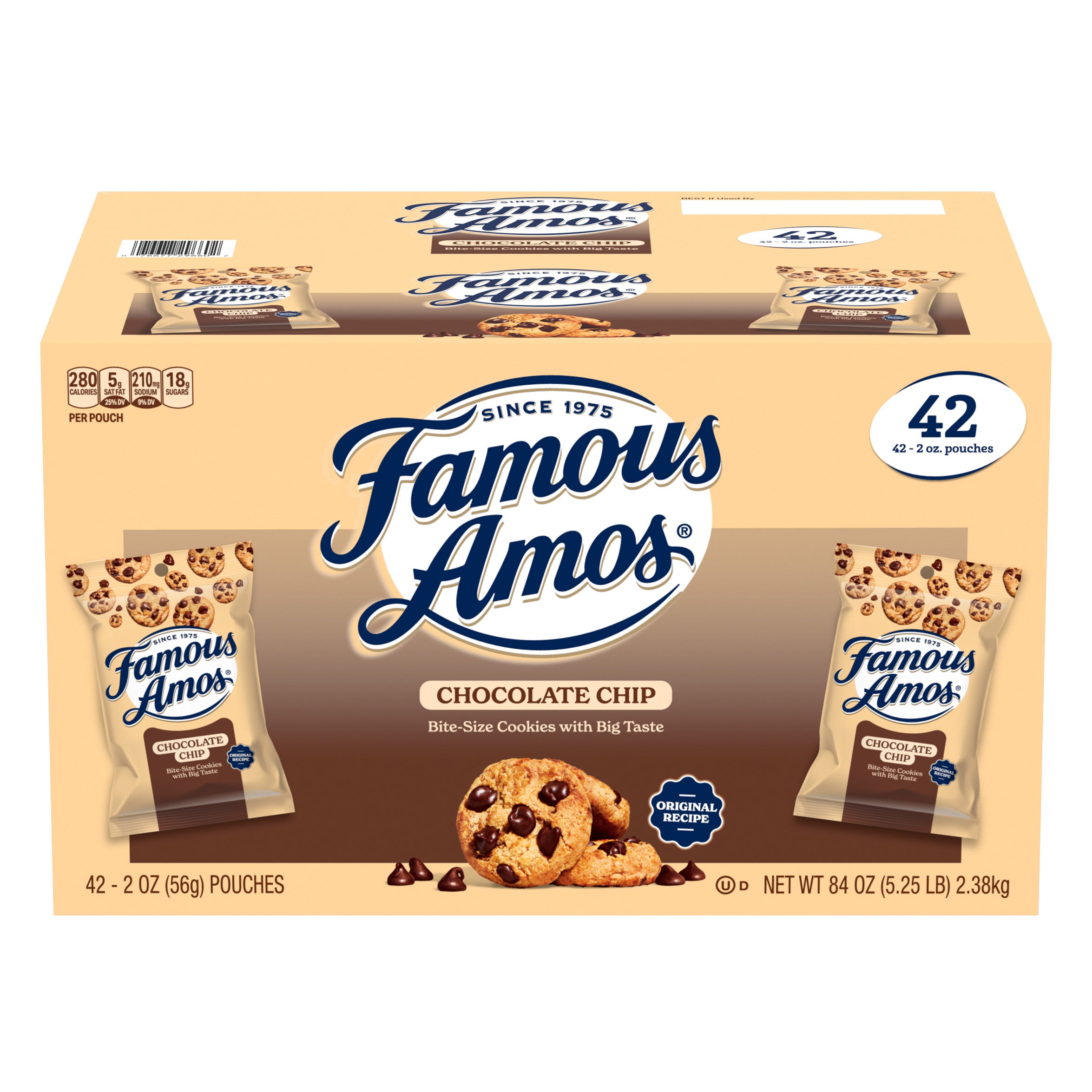 FAMOUS AMOS CHOCOLATE CHIP COOKIES 42 CT (5.25 LBS) - $17.89 at Costco