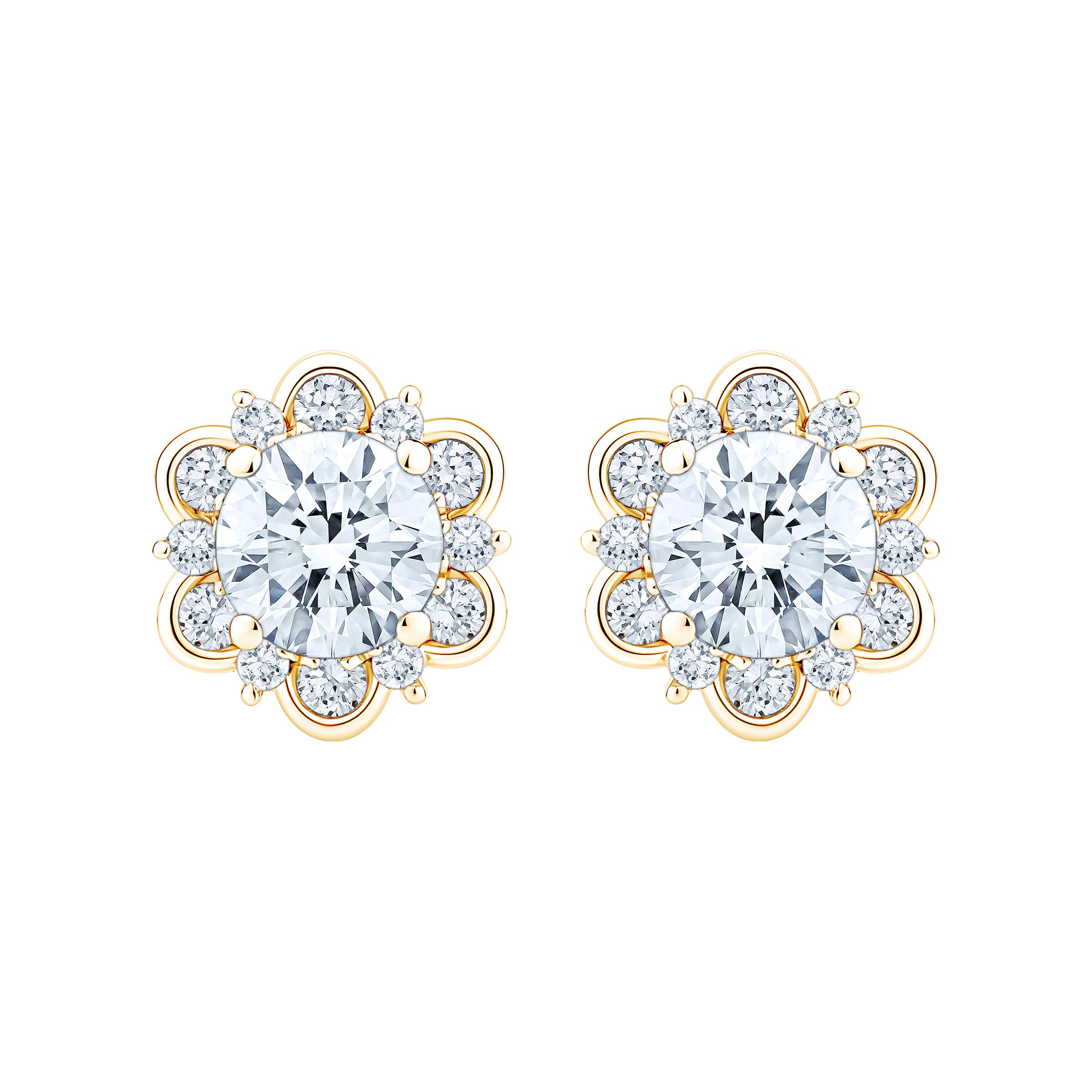 14KT YELLOW GOLD VS2 I 0.75CTW ROUND DIAMOND SUNBURST EARRINGS - $1499. ...