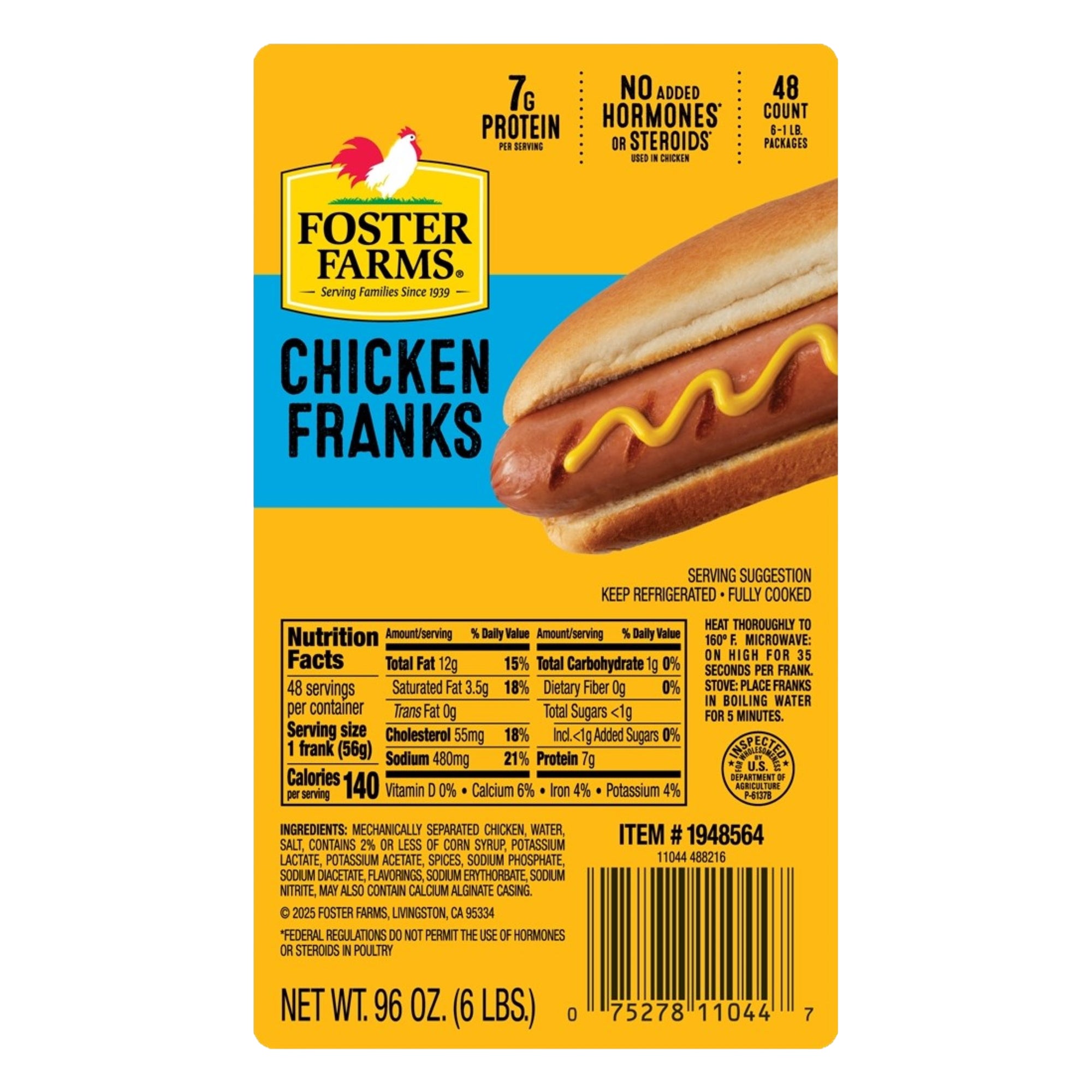 Foster Farms Chicken Franks, 6 lbs - $6.97 at Costco