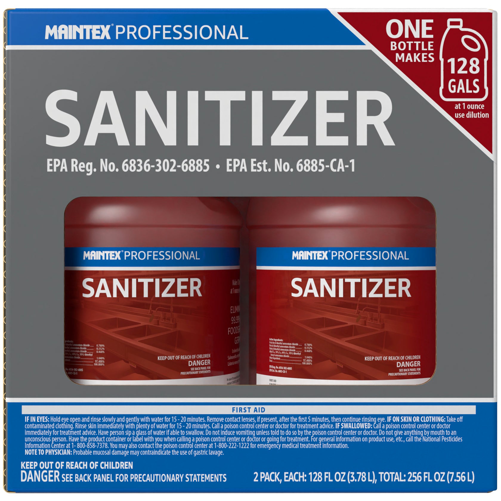 Maintex Concentrated Professional Sanitizer, 2 x 128 oz (#1804411 ...