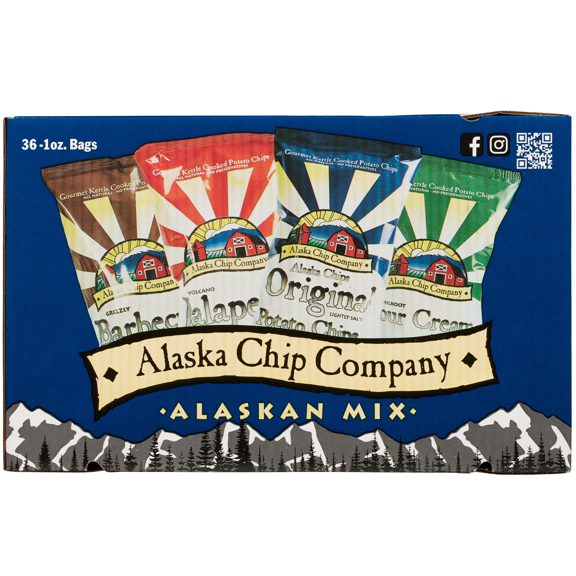 Alaska Chip Company Kettle Cooked Potato Chips Variety Box, 36 × 1 oz ...