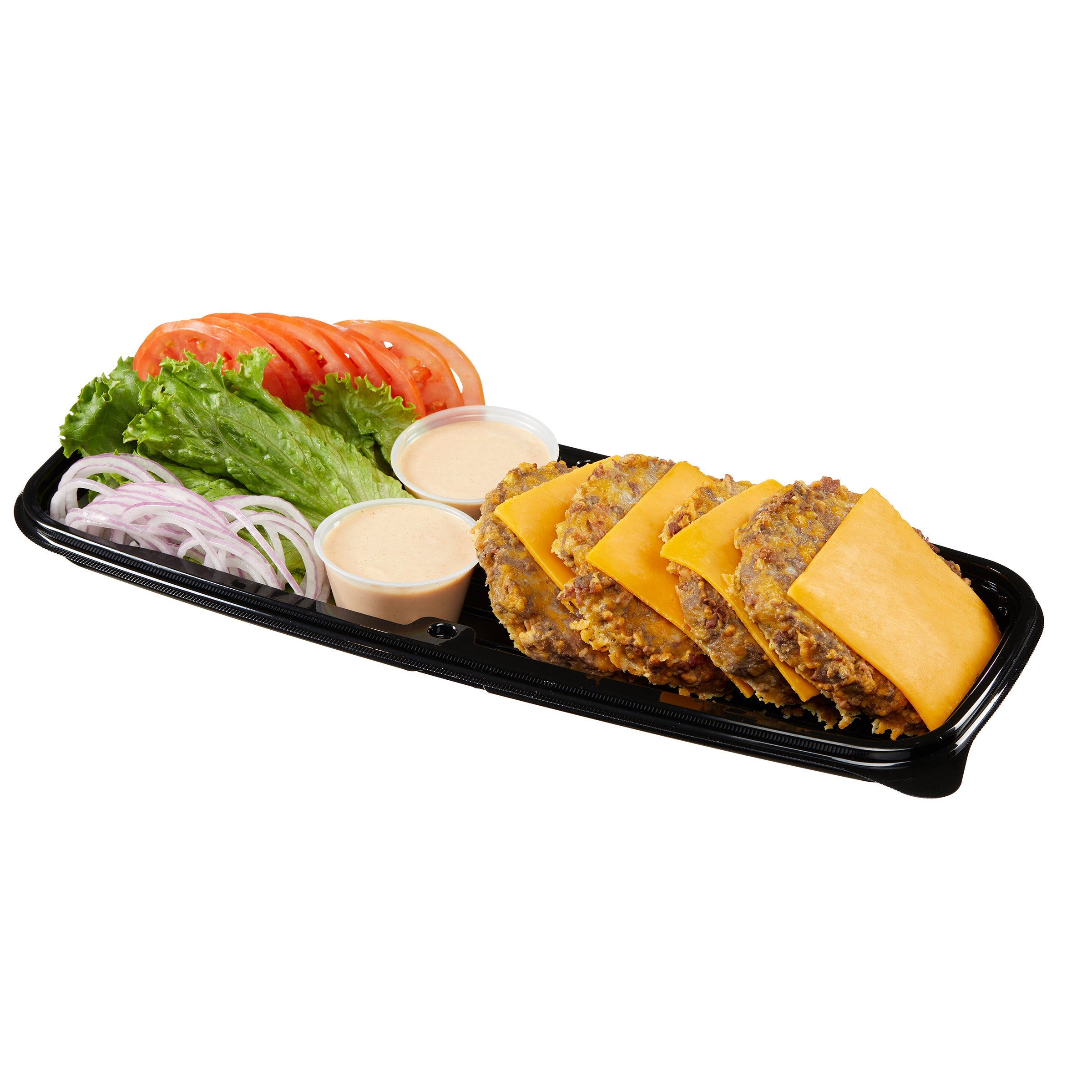Cooked Bacon + Cheddar Burgers with Toppings, per lb (#31216) - $99.99