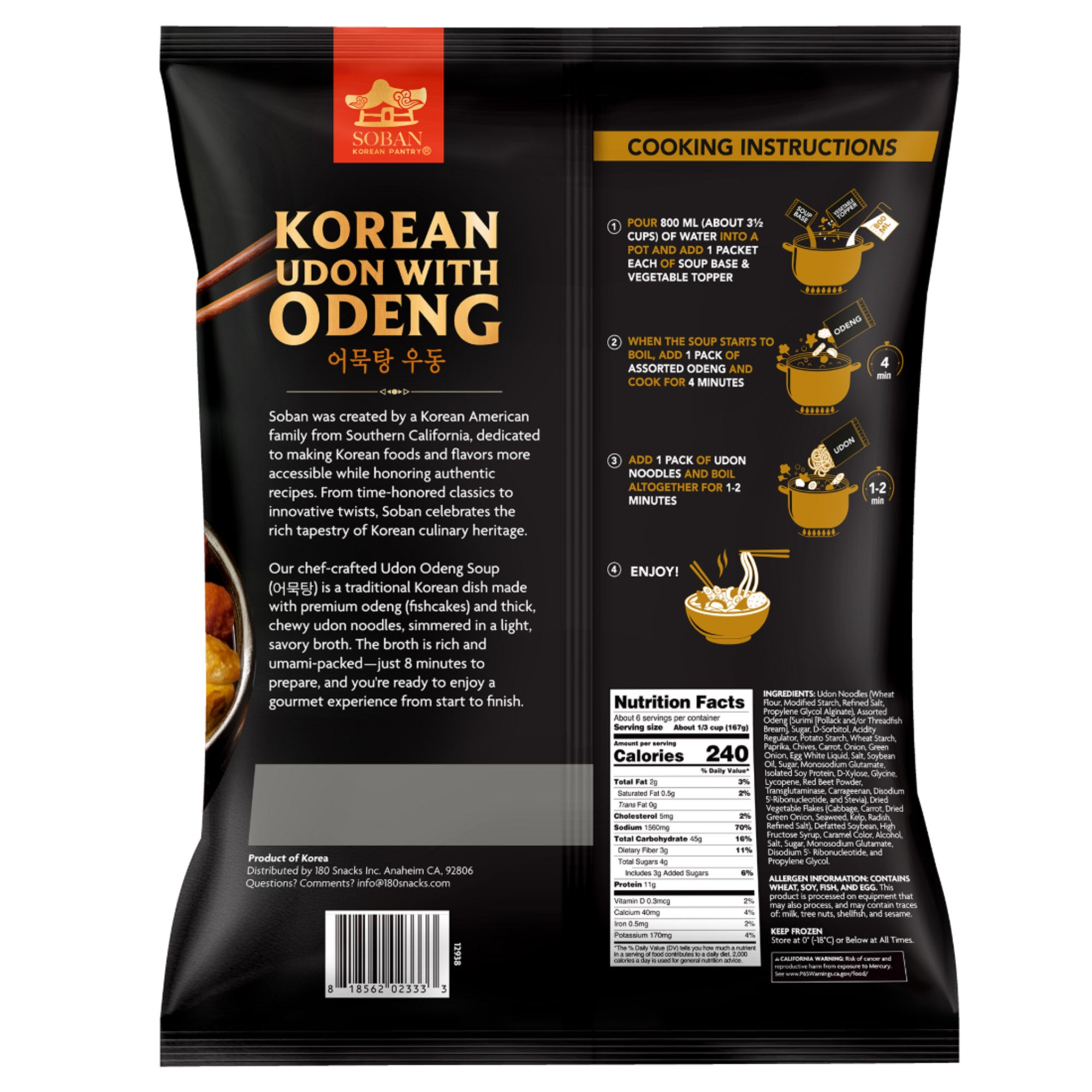 Soban Korean Pantry Udon Odeng 2 Pack 29.56 Ounces - $9.97 at Costco