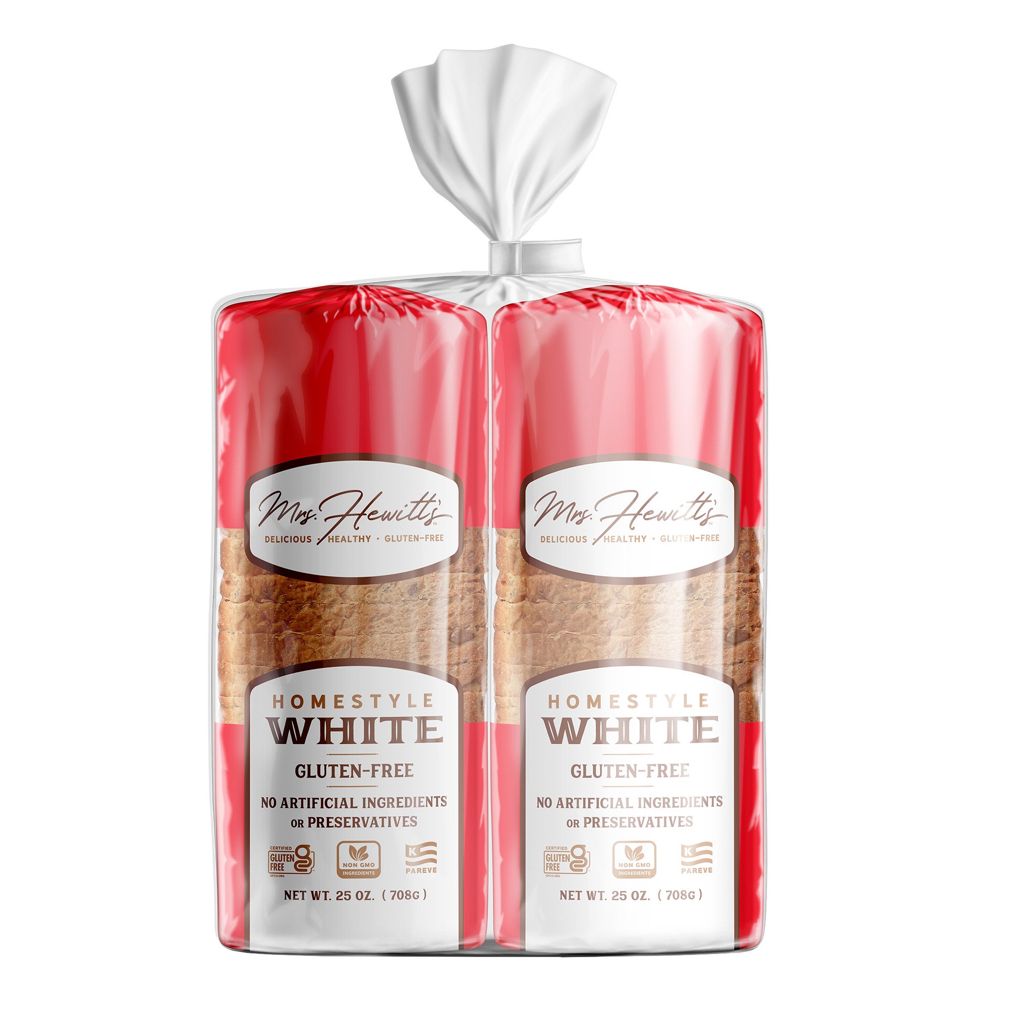 Mrs. Hewitt's Gluten Free Homestyle White Bread, 2 Pack (25 oz each ...