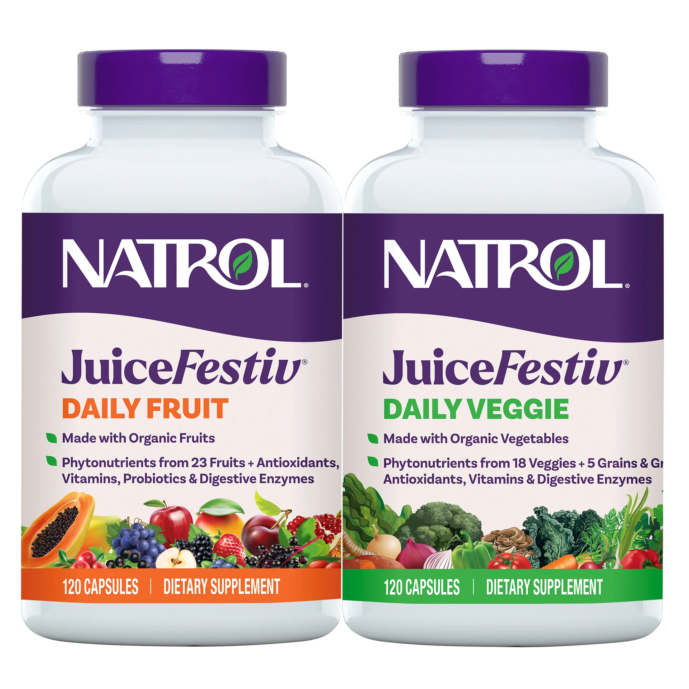 Natrol JuiceFestiv Combo Pack Fruit Festiv/Veggie Festiv 2/120 CT ...