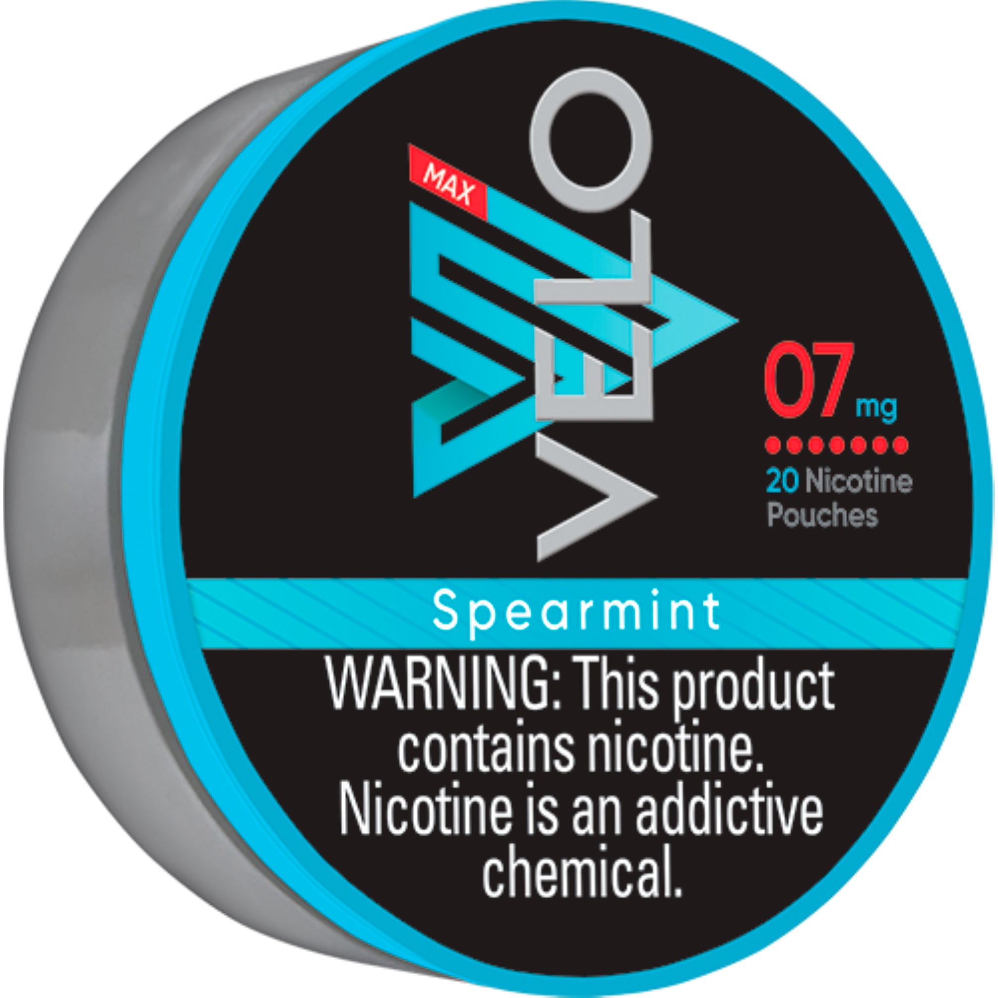 VELO Max Spearmint Nicotine Pouch 7 mg, 5-Pack of 20-Count Tins ...
