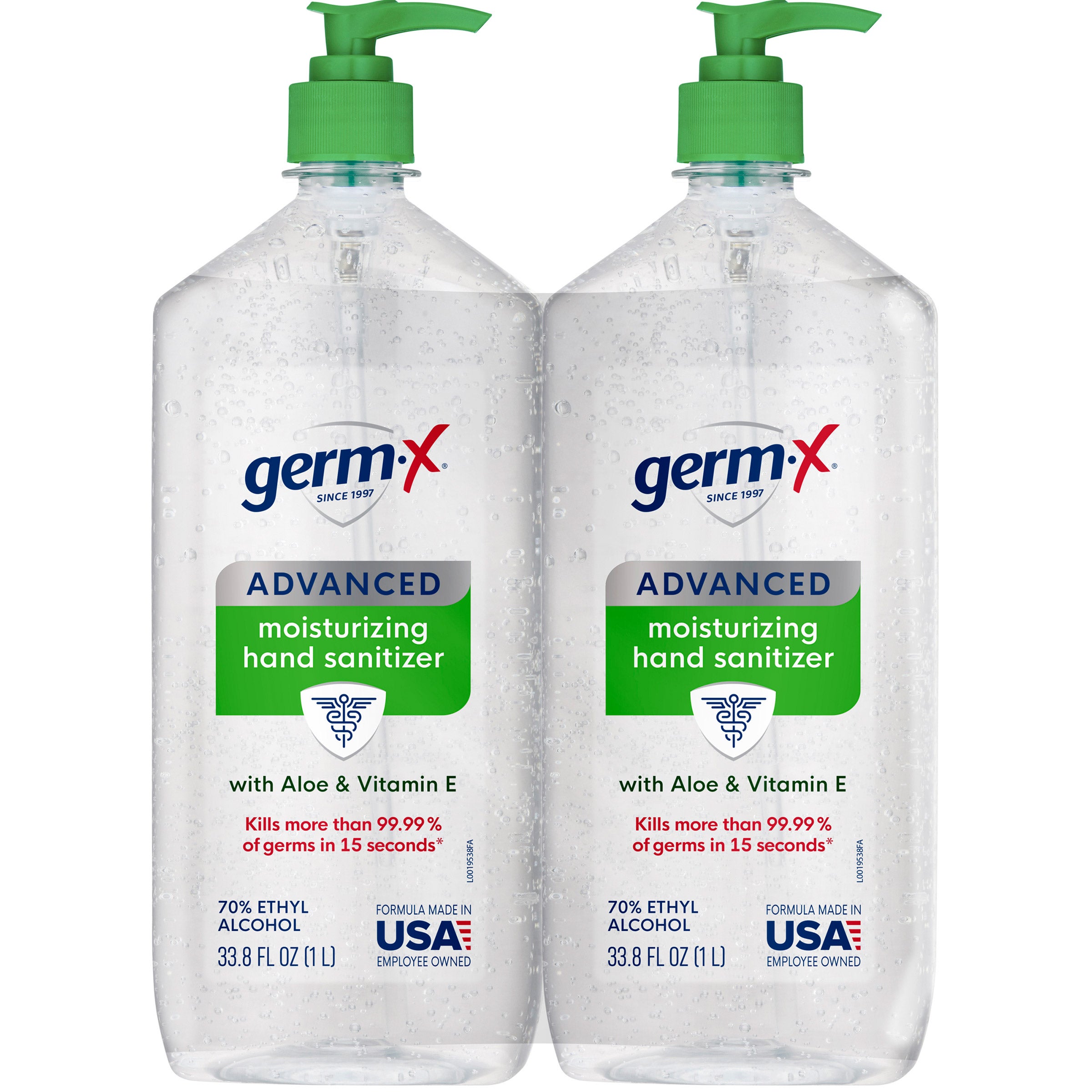 Germ-X Advanced Hand Sanitizer with Aloe, 2 x 1 Liter Pump Bottles ...