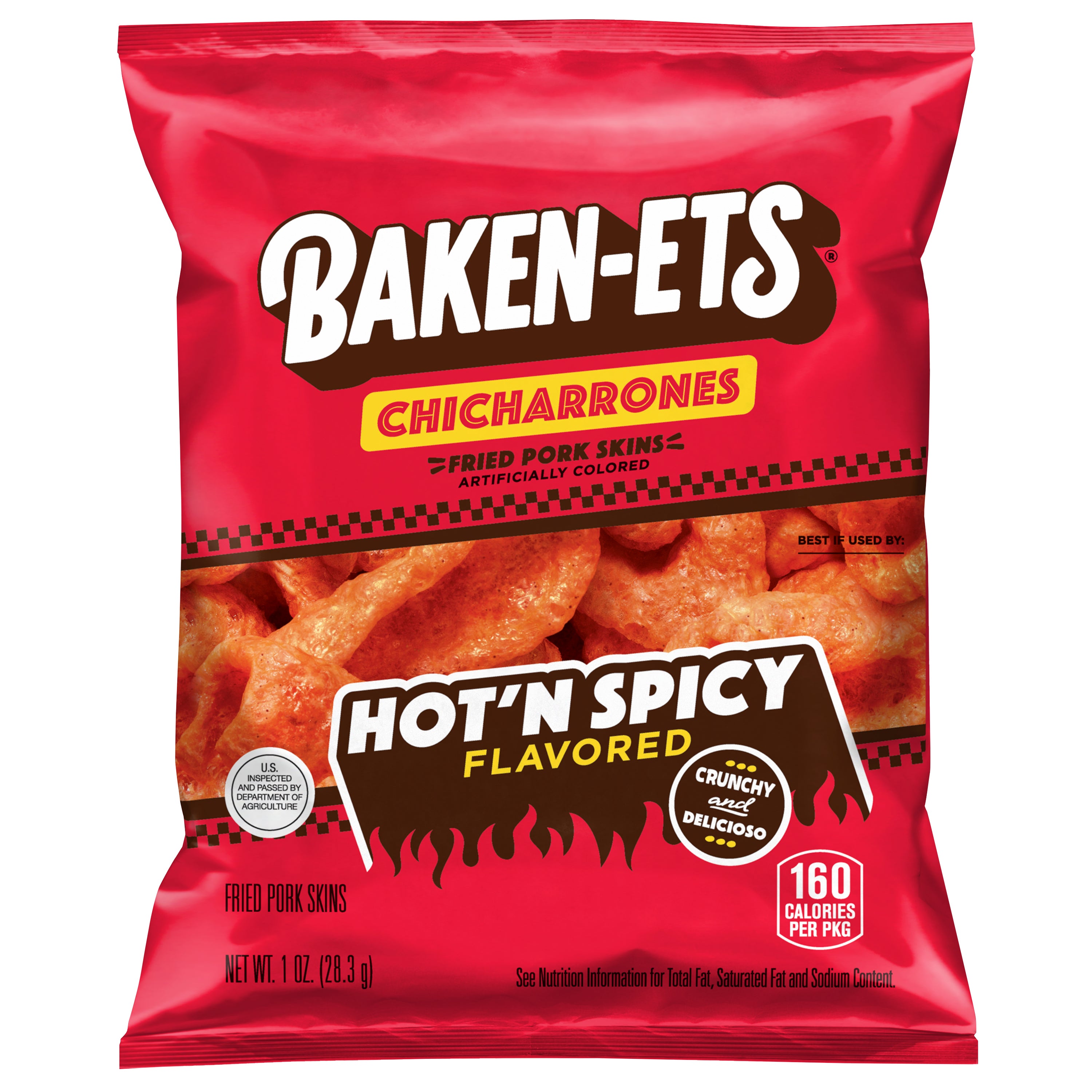 Baken-Ets Hot 'N Spicy Chicharrones Fried Pork Skins, 1 oz, 64 Count ...
