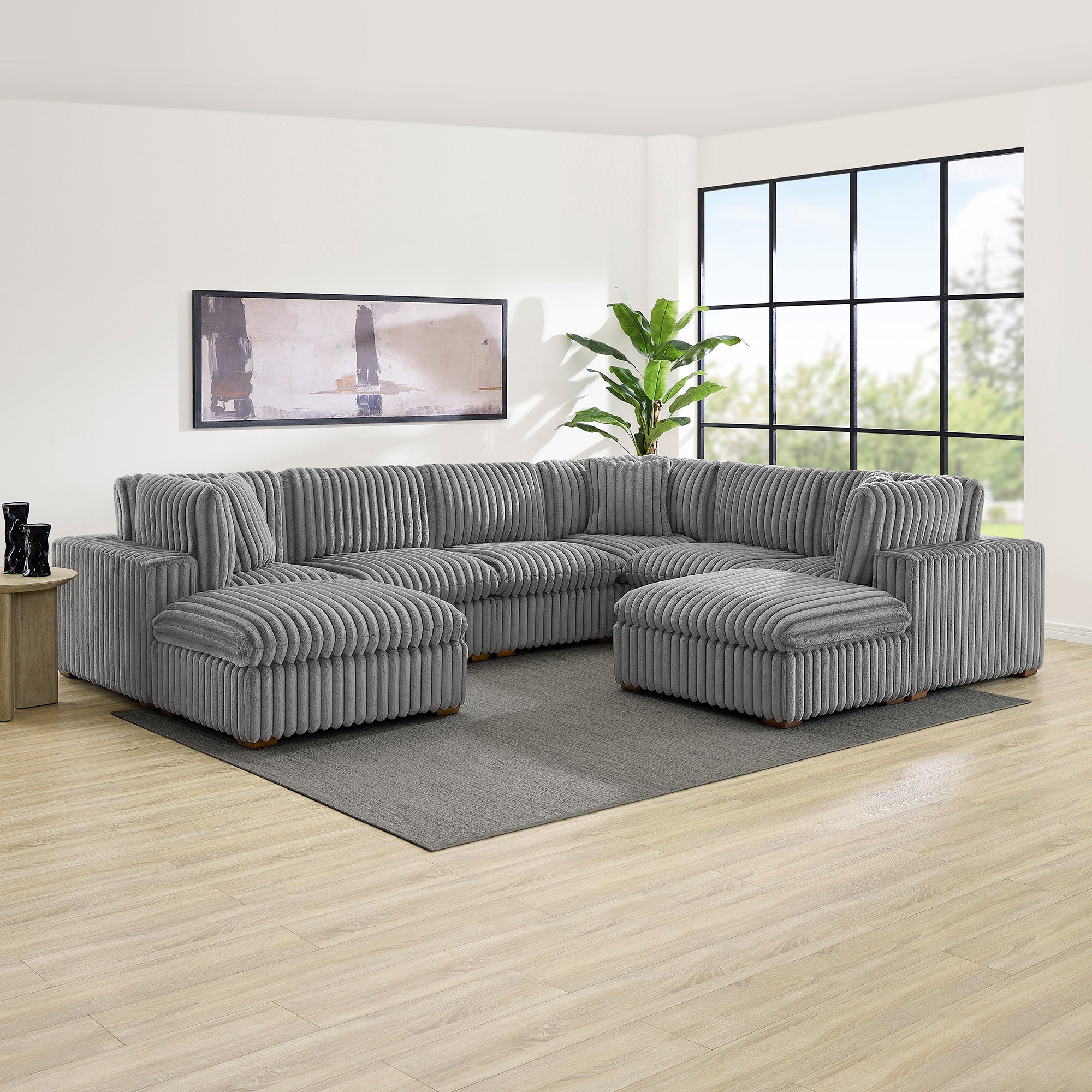Thomasville Lowell 8-Piece Modular Furry Corduroy Fabric Sectional ...