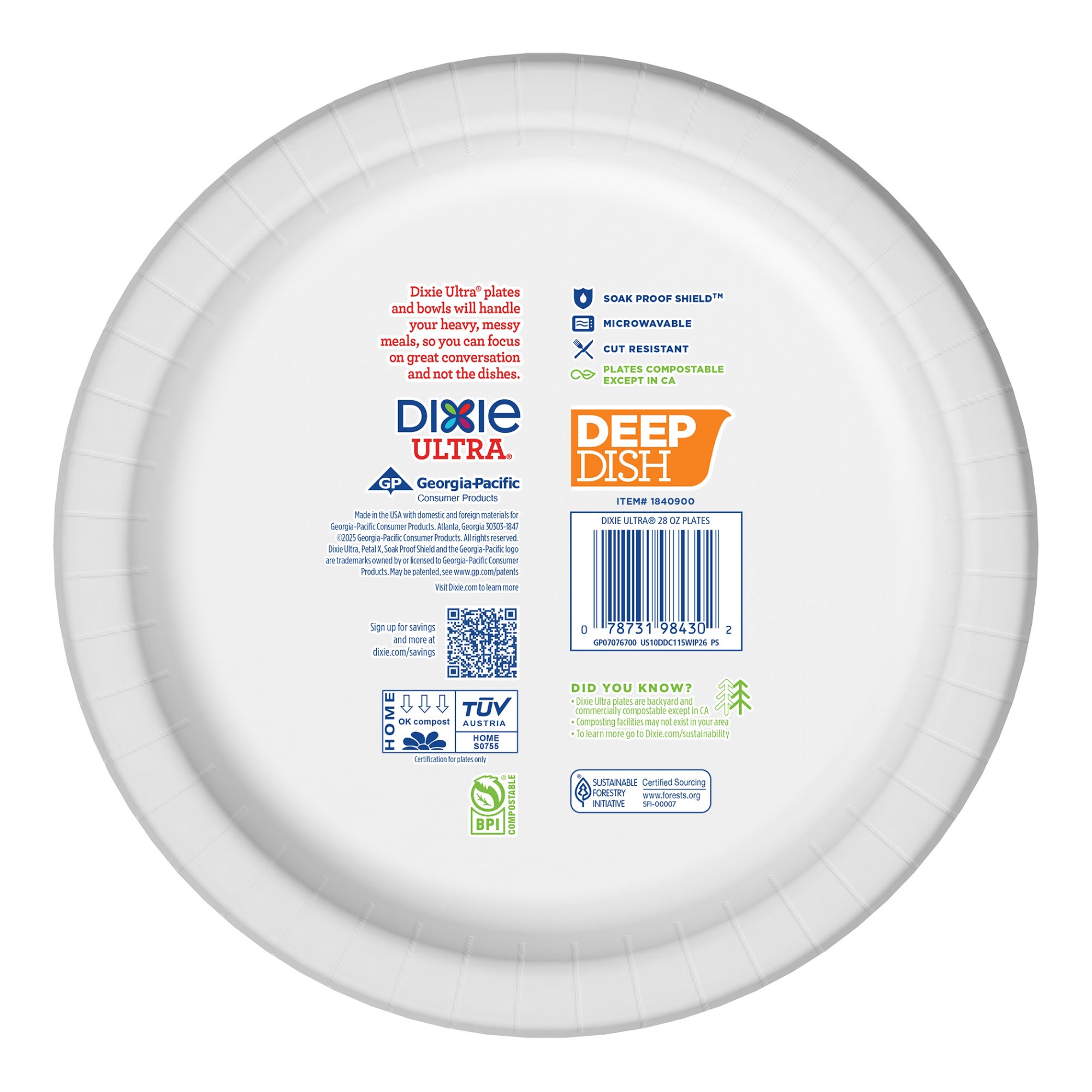 Dixie Deep Dish Paper Plate 9 3/5" / 115 CT - $11.49 at Costco