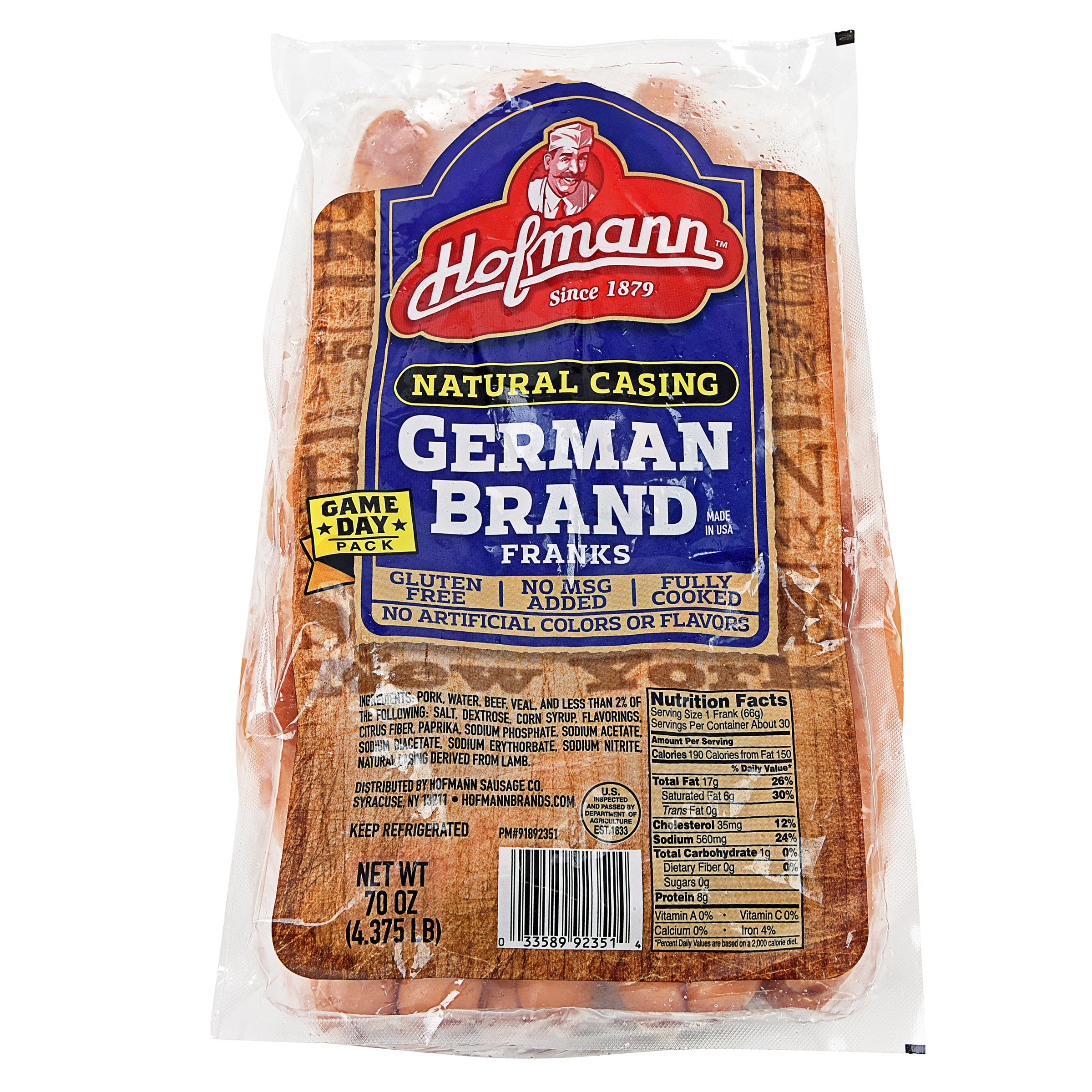 HOFMANN GERMAN FRANKS 70 OZ (4.37 LBS) - $21.59 at Costco