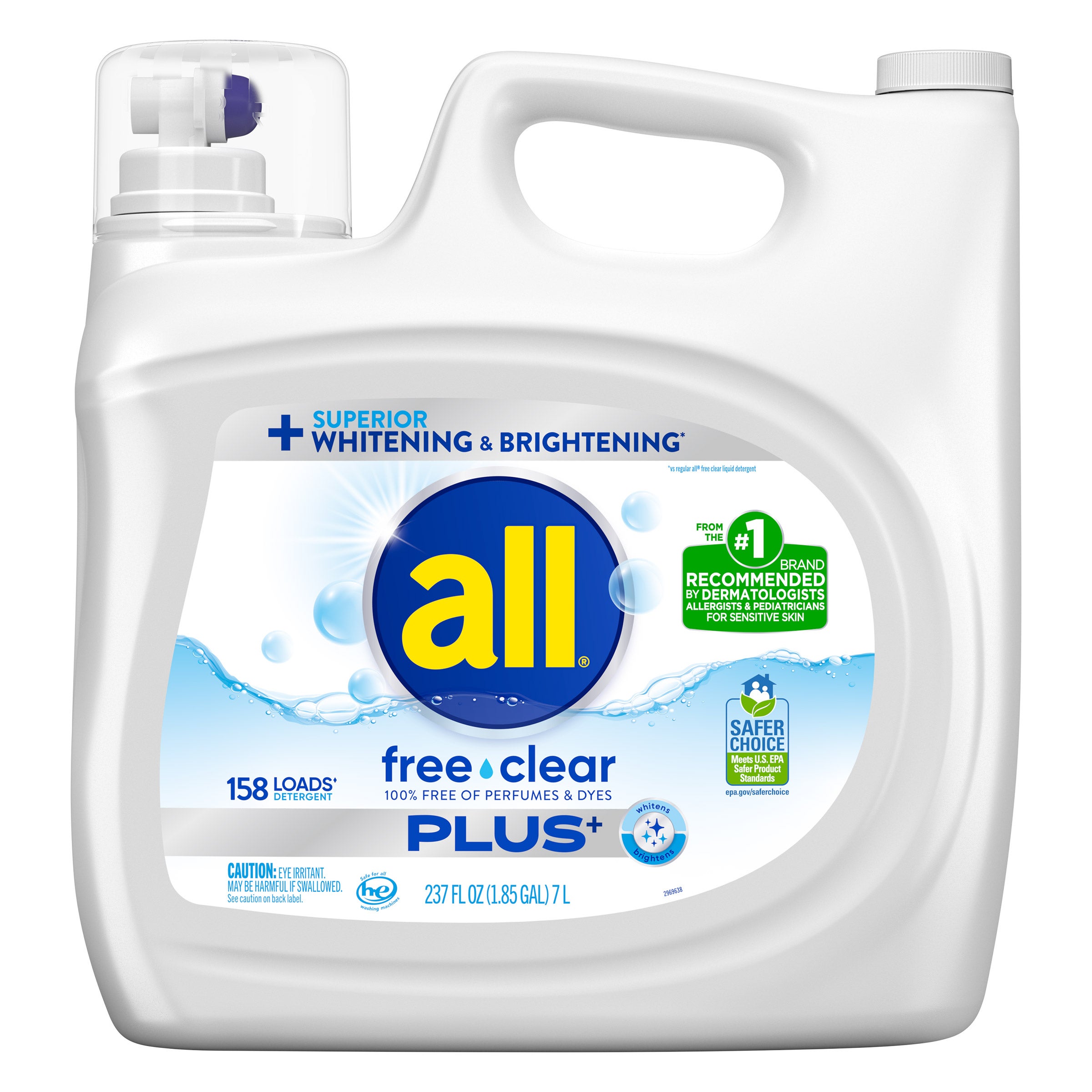 all free clear Plus+ HE Liquid Laundry Detergent, 237 fl oz, 158 Loads ...
