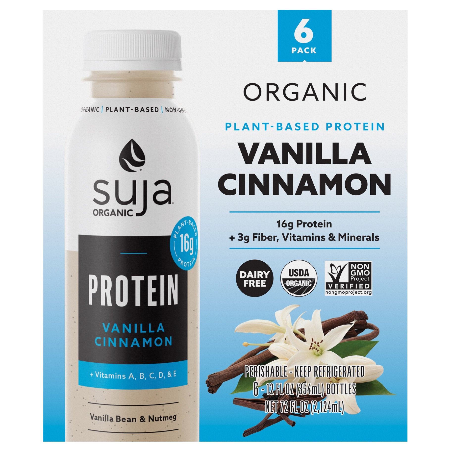 Suja Organic Protein Shake, Vanilla Cinnamon, 12 fl oz, 6-Pack ...
