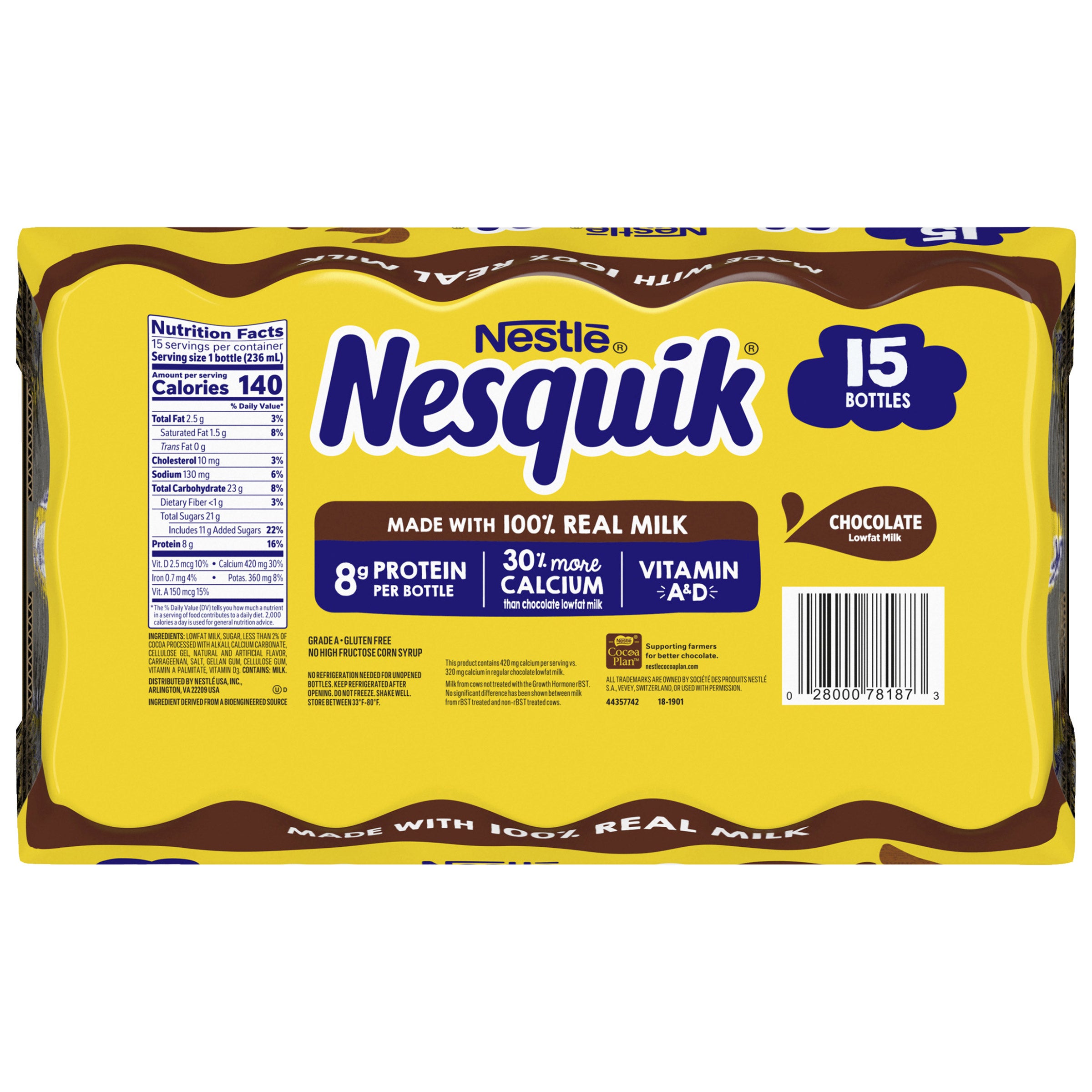 Nestle Nesquik Low Fat Chocolate Milk 15 Pack 8 Ounces Each - $11.89 at ...