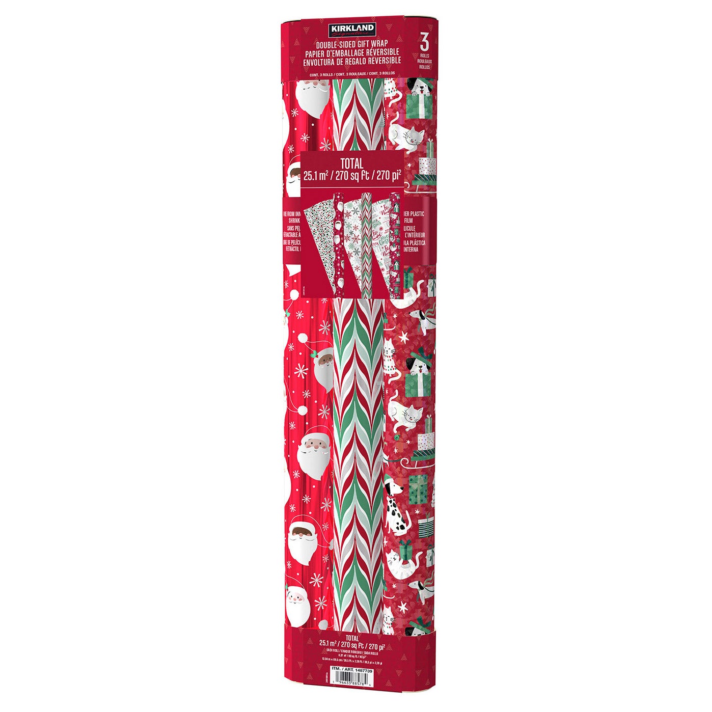 Kirkland Signature Wrapping Paper 3 Rolls 270 Sq. Feet Total (#1487739 ...
