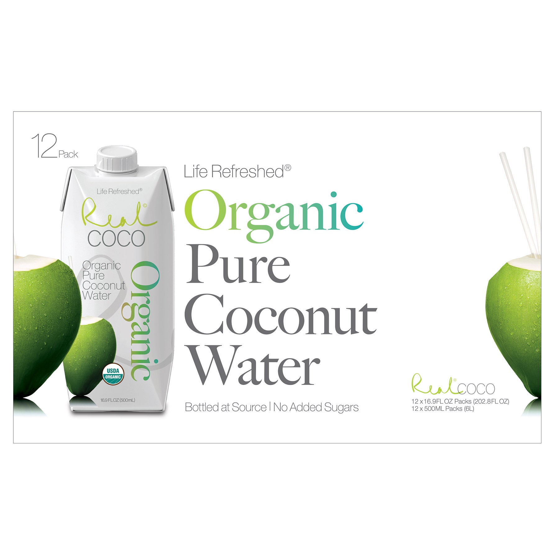 Real Coco Organic Coconut Water 12/16.9 oz (#1582246) - $13.99