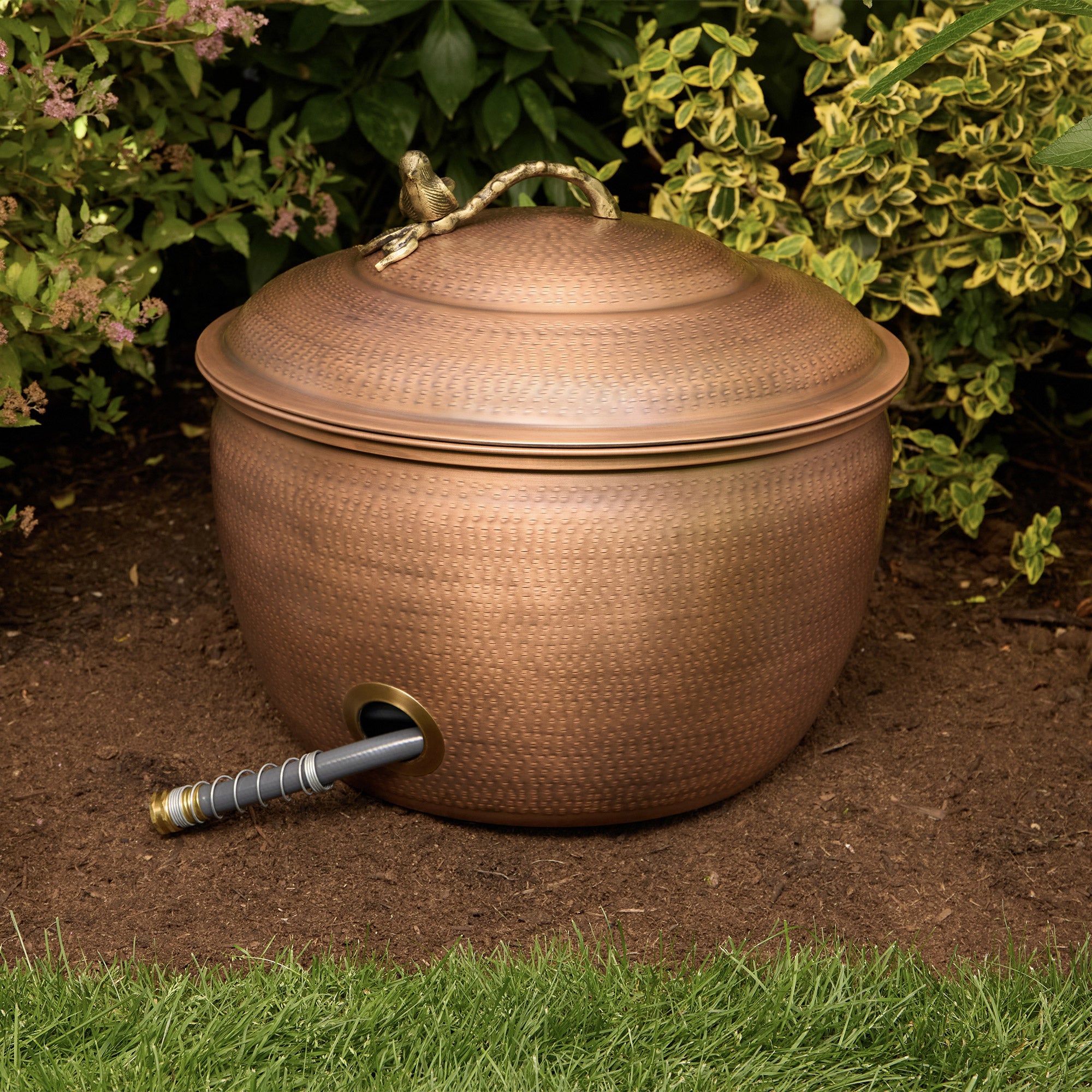Mullally Copper Plated Garden Hose Pot with Bird Handle Lid (#1807273 ...