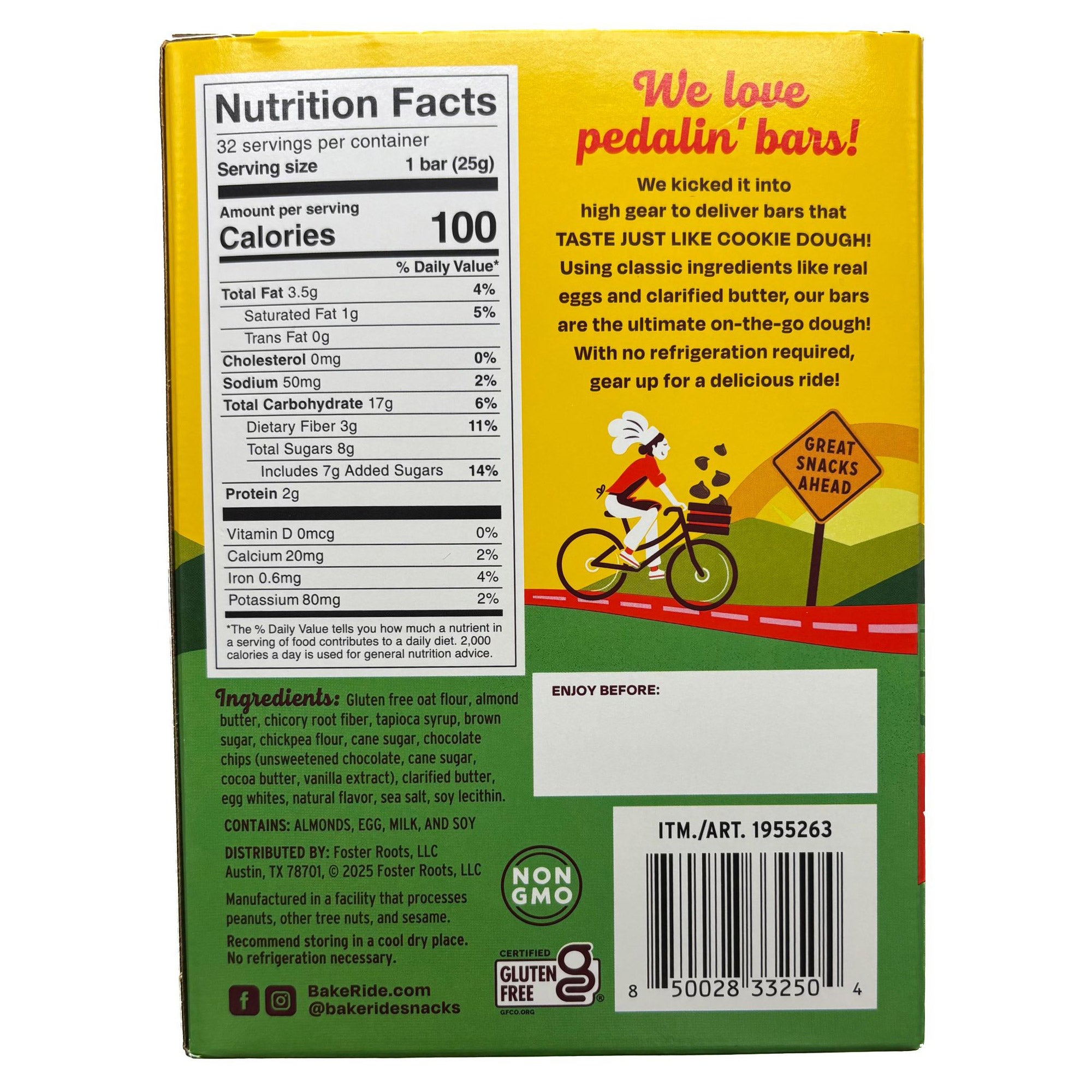 Bake Ride Mini Cookie Dough Bars, 32 Count (0.88 oz each) - $2.97 at Costco