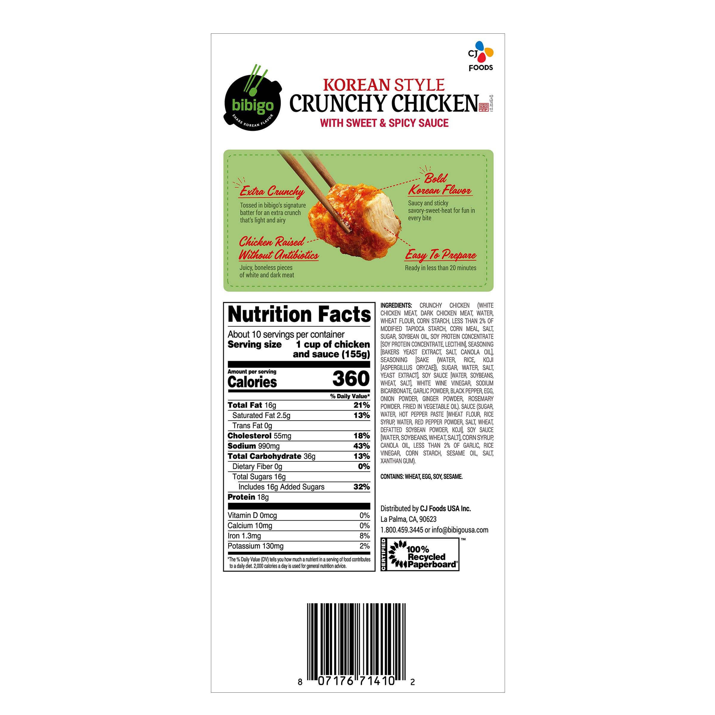 Bibigo Korean Style Crunchy Chicken Sweet & Spicy 56 Ounce - $14.49 at ...