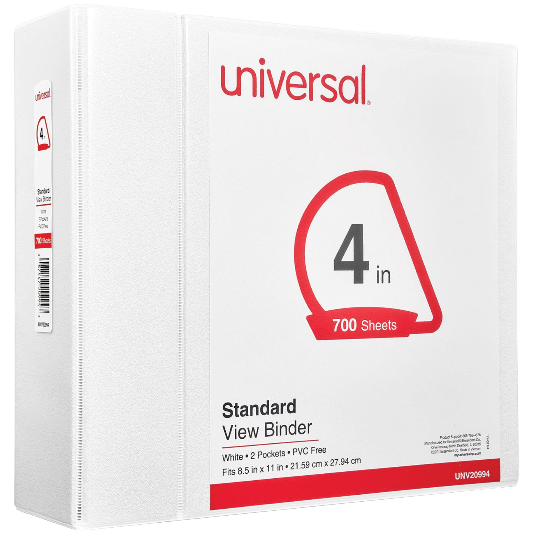 Universal Slant Ring View Binder UNV20994 White 4" (#1288089) - $7.79