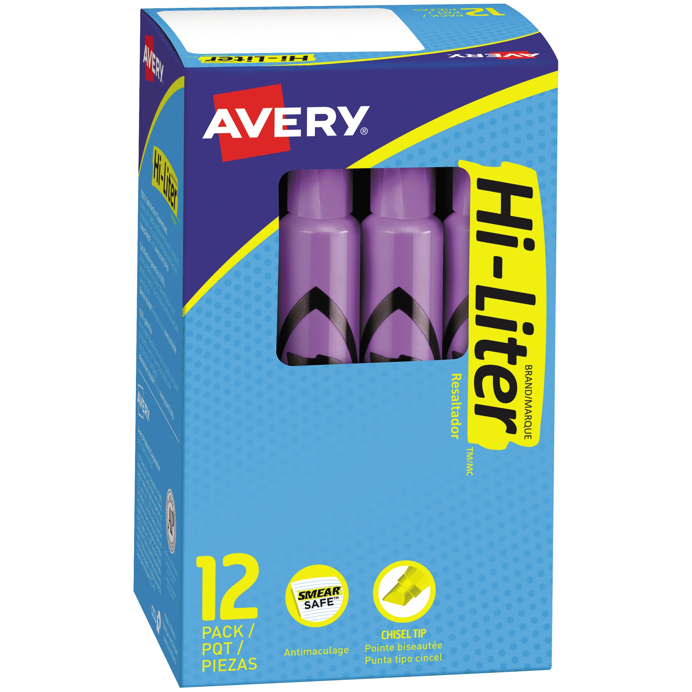 Avery Hi-Liter Fluorescent Desk-Style Highlighters, Purple, 12-Pack ...