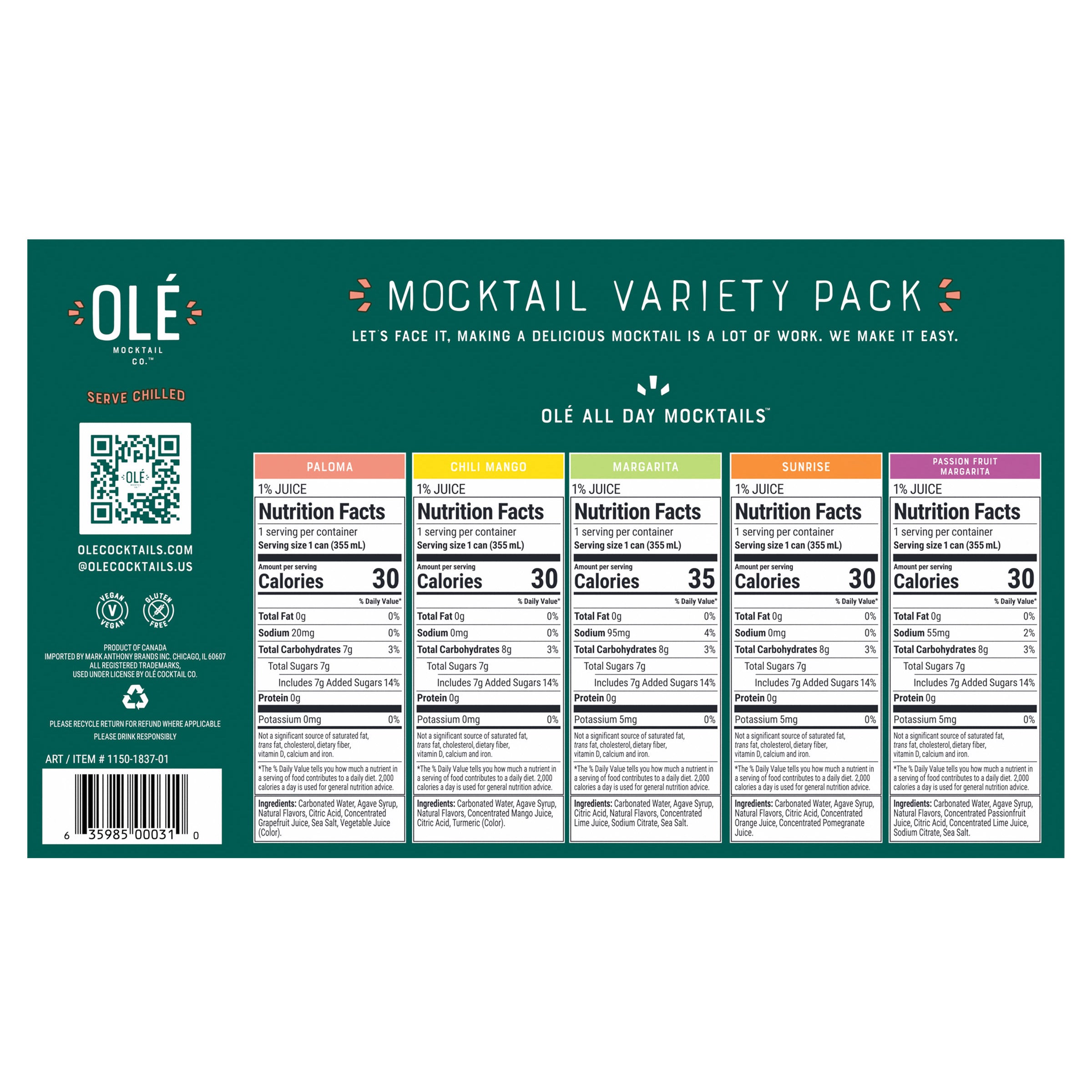 Olé Mocktail Variety Non-Alcoholic 15/12oz - $15.72 at Costco