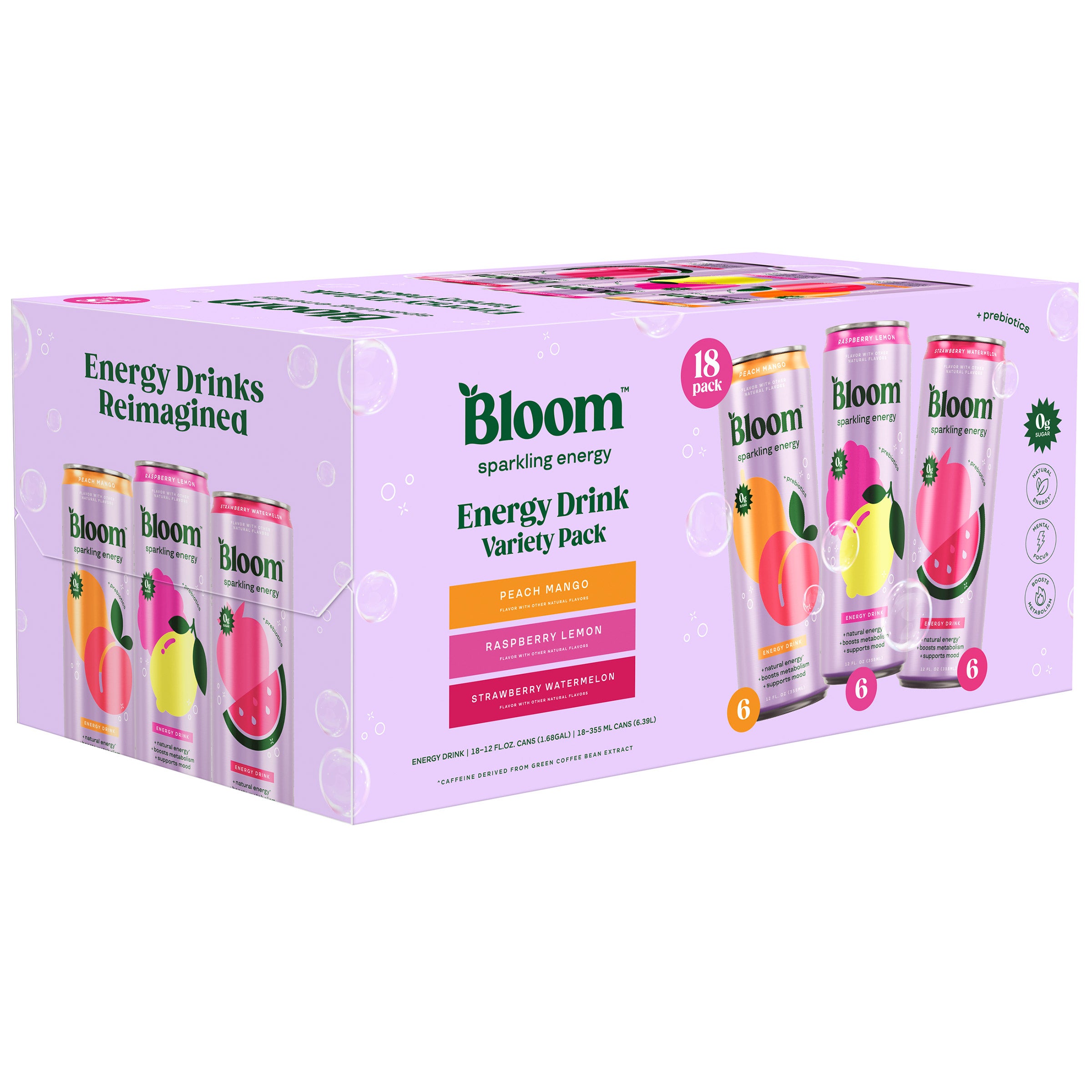 Bloom Sparkling Energy Variety Pack, 18/12 Ounce Cans (#1905735) - $9. ...