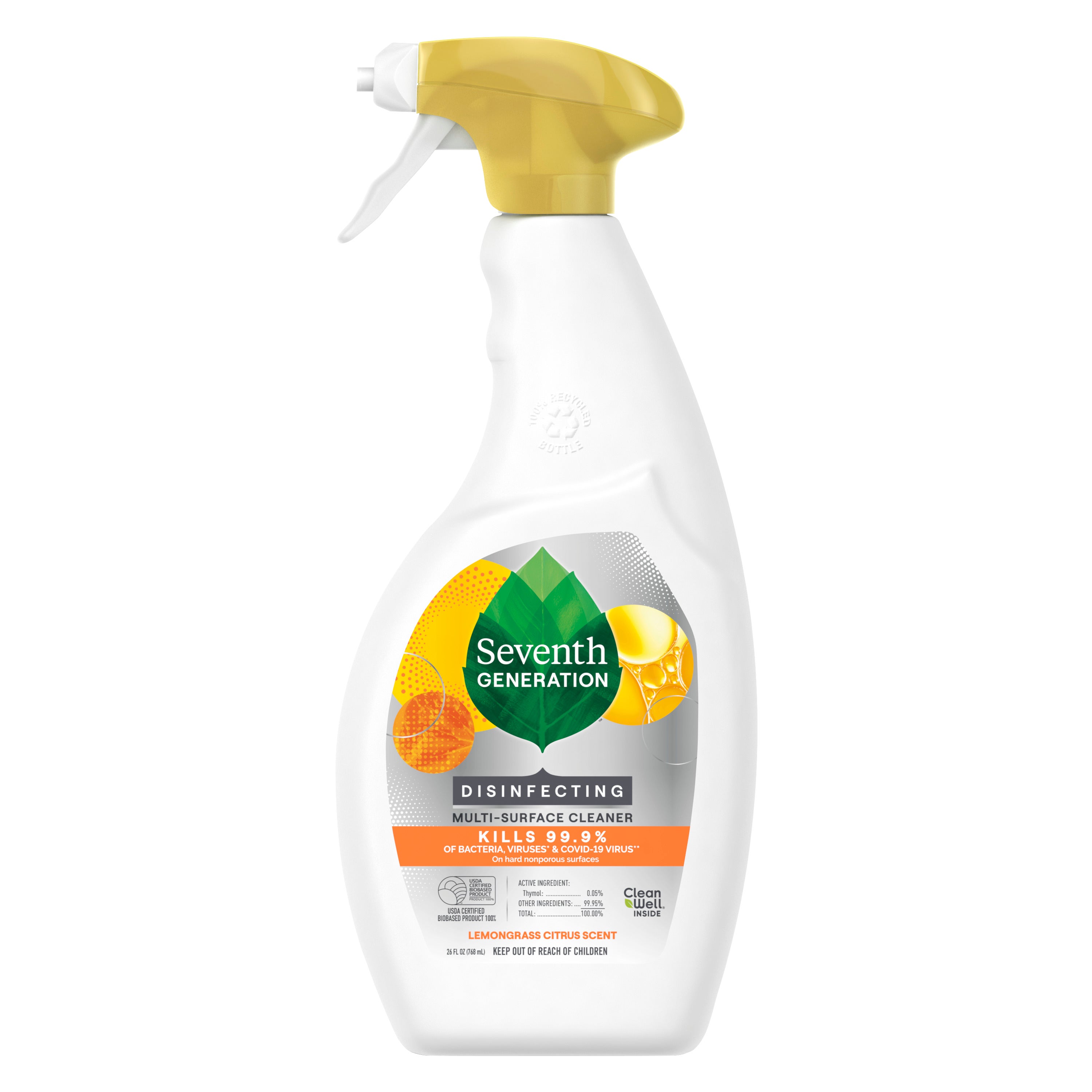 Seventh Generation Disinfecting Spray Multi-Surface Cleaner Lemongrass ...