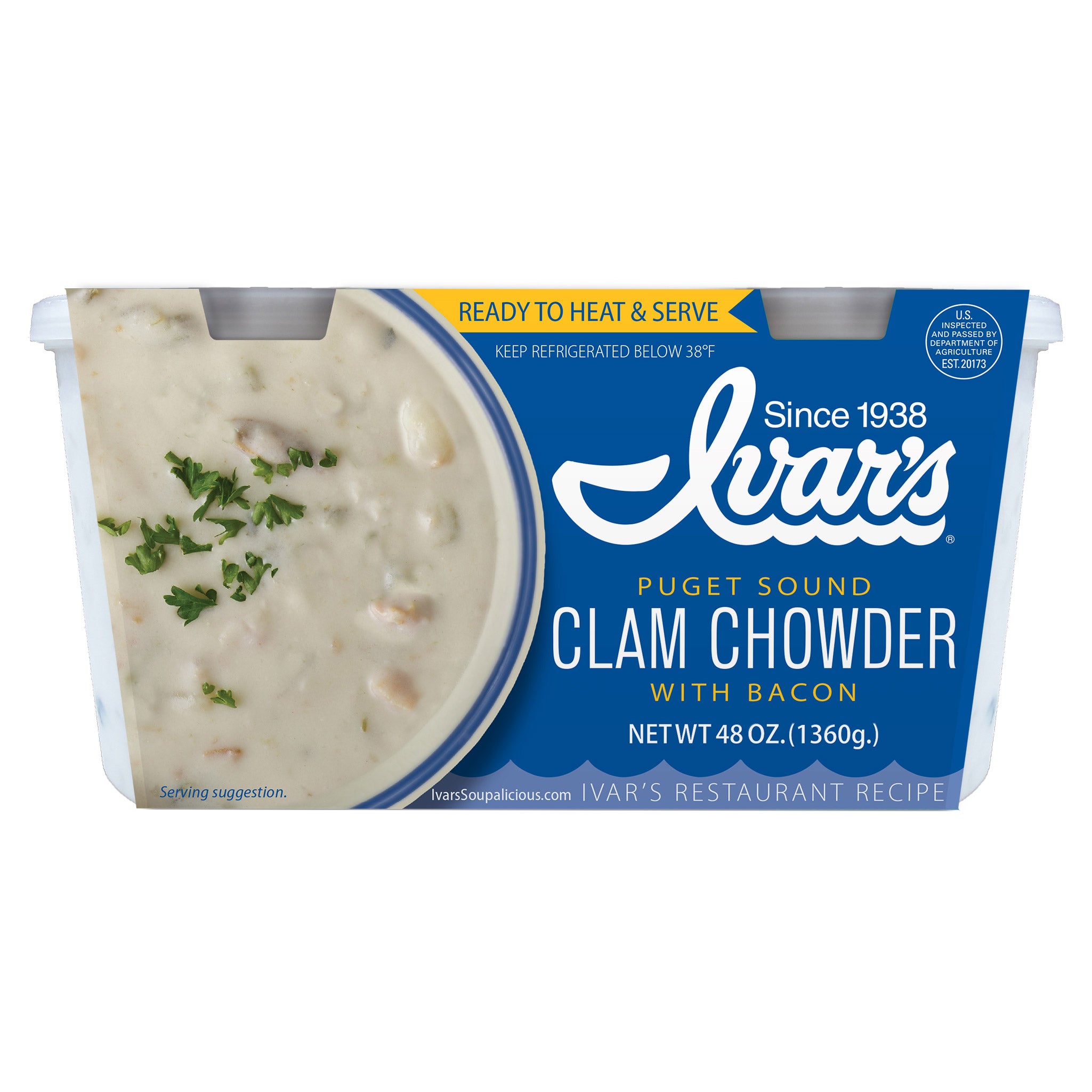 Ivar's Puget Sound Clam Chowder with Bacon, 24 oz, 2-Count (#748273 ...