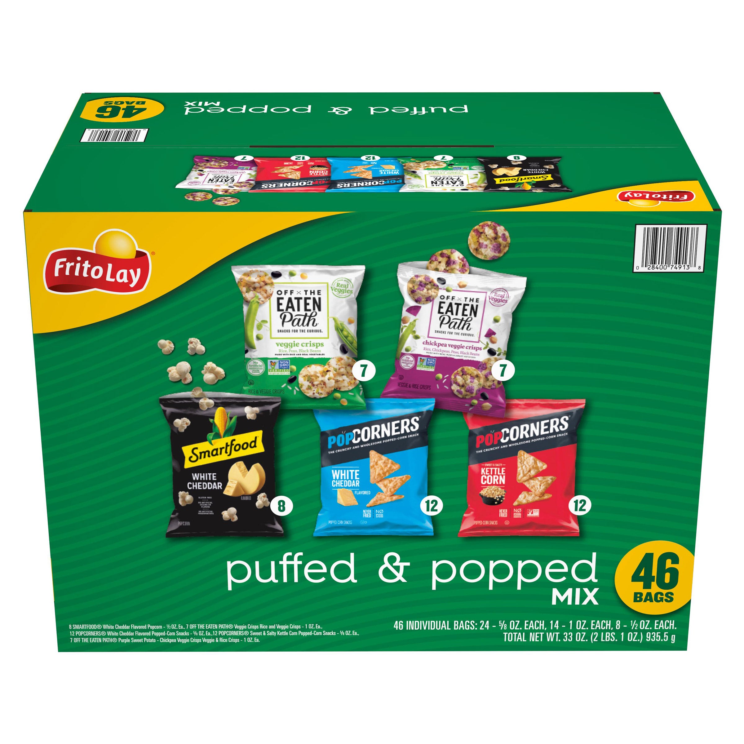 Frito-Lay Puffed & Popped Mix Variety Pack, 46 Count, 33 Ounces ...