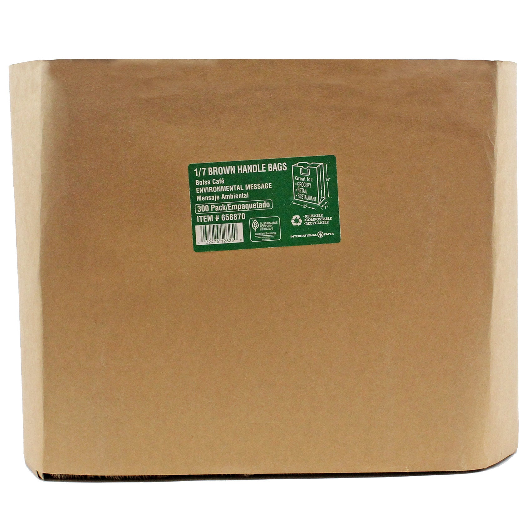 International Paper 1/7 Handle Sack, 300 Count (#658870) - $49.99