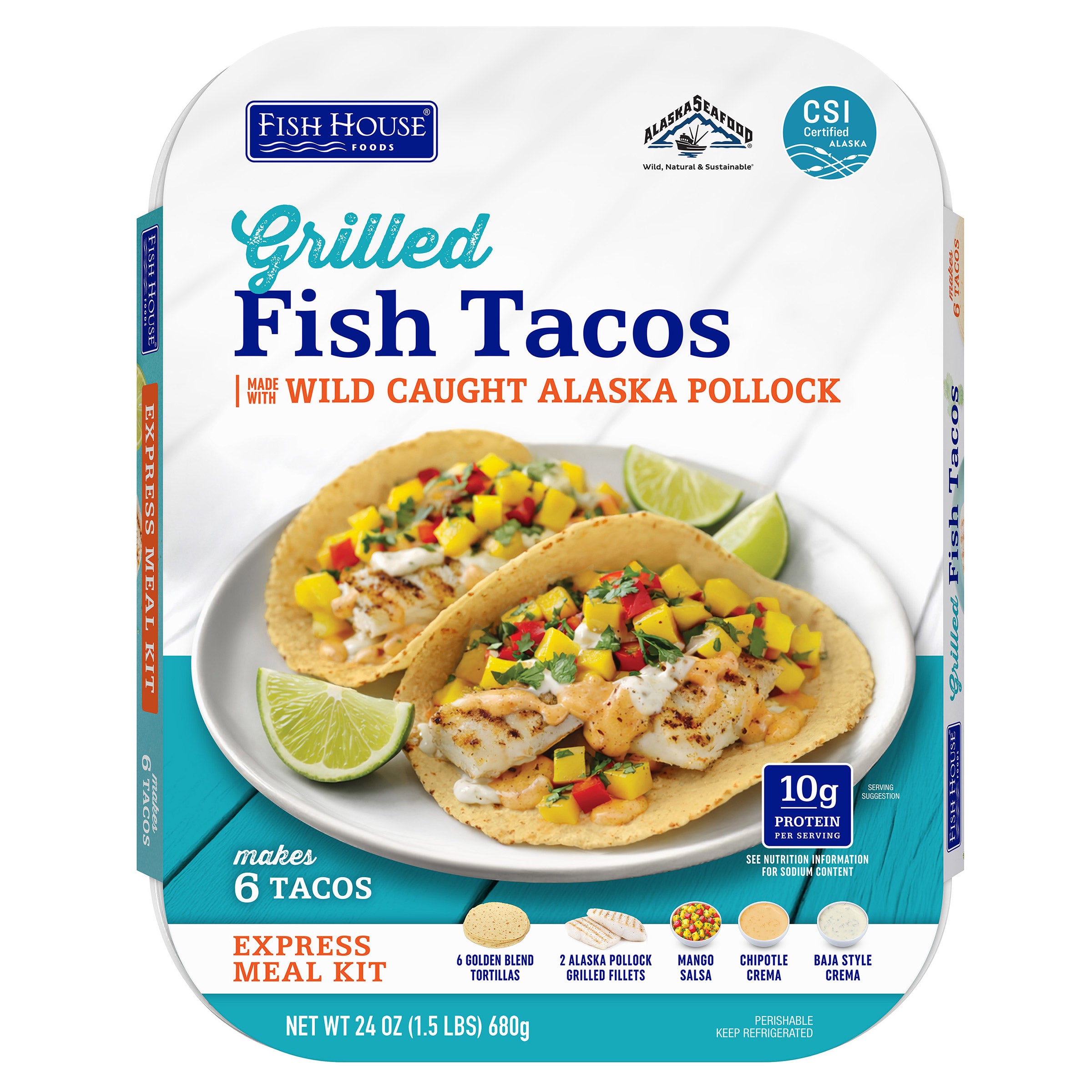 Fish House Foods Grilled Fish Tacos with Wild Caught Alaska Pollock ...