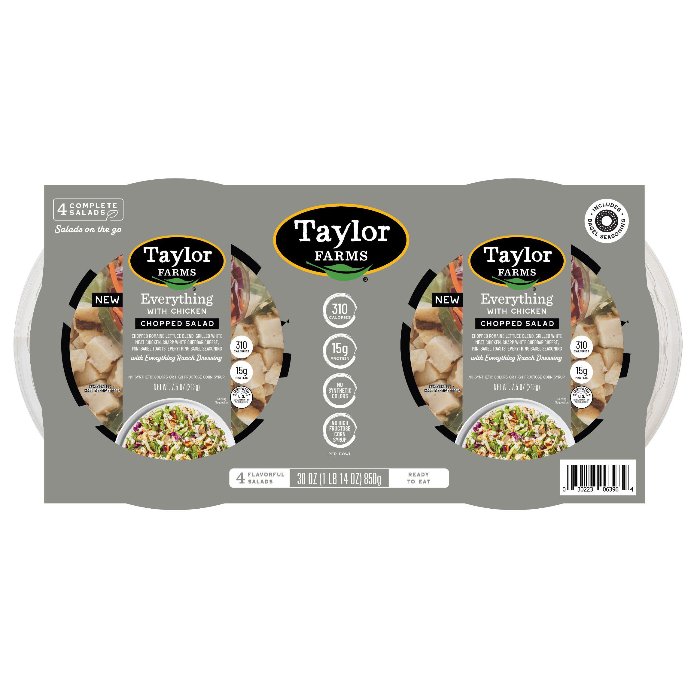 Taylor Farms Everything with Chicken Chopped Salad, 4-Pack (7.5 oz Each ...