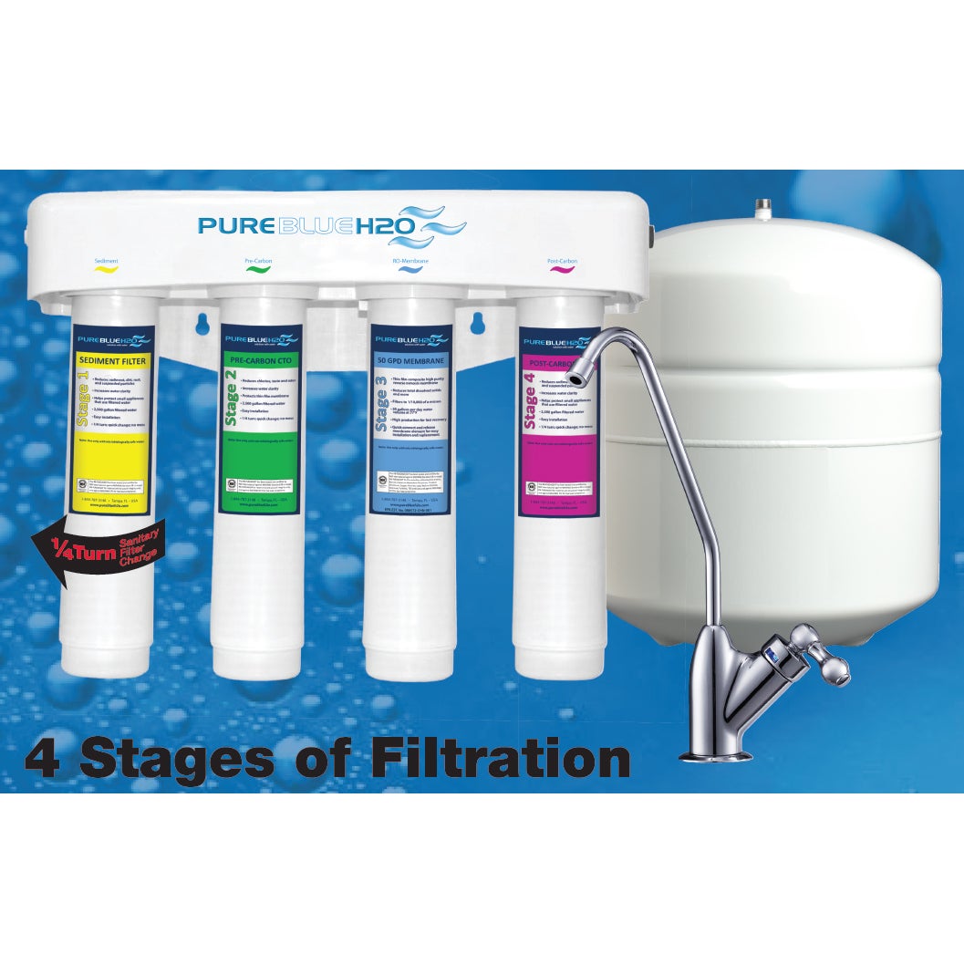 Pure Blue H2O 4-Stage Reverse Osmosis Water Filtration System (#949262 ...