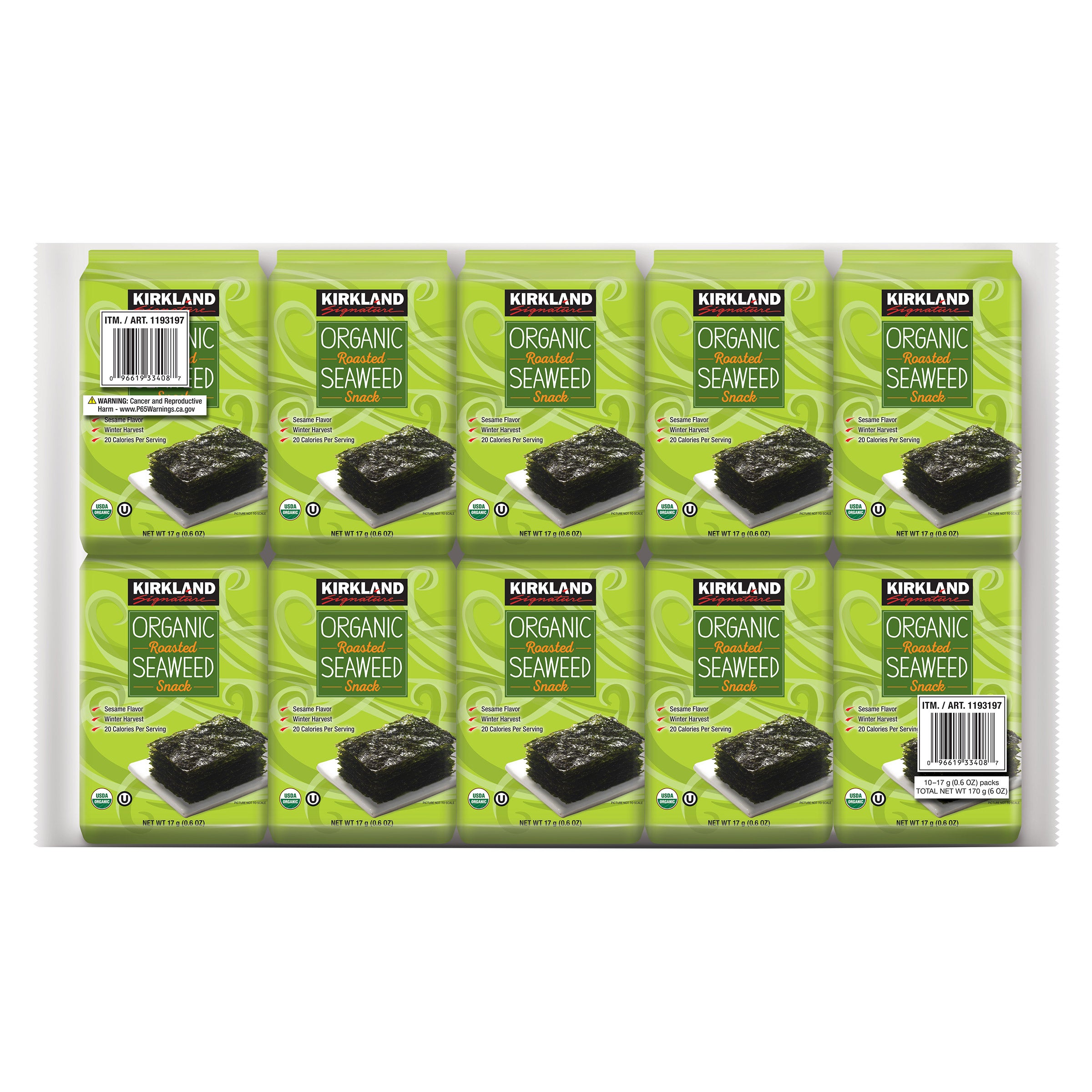 Kirkland Signature Organic Roasted Seaweed, 10 Pack, 0.6 oz Each - $9. ...