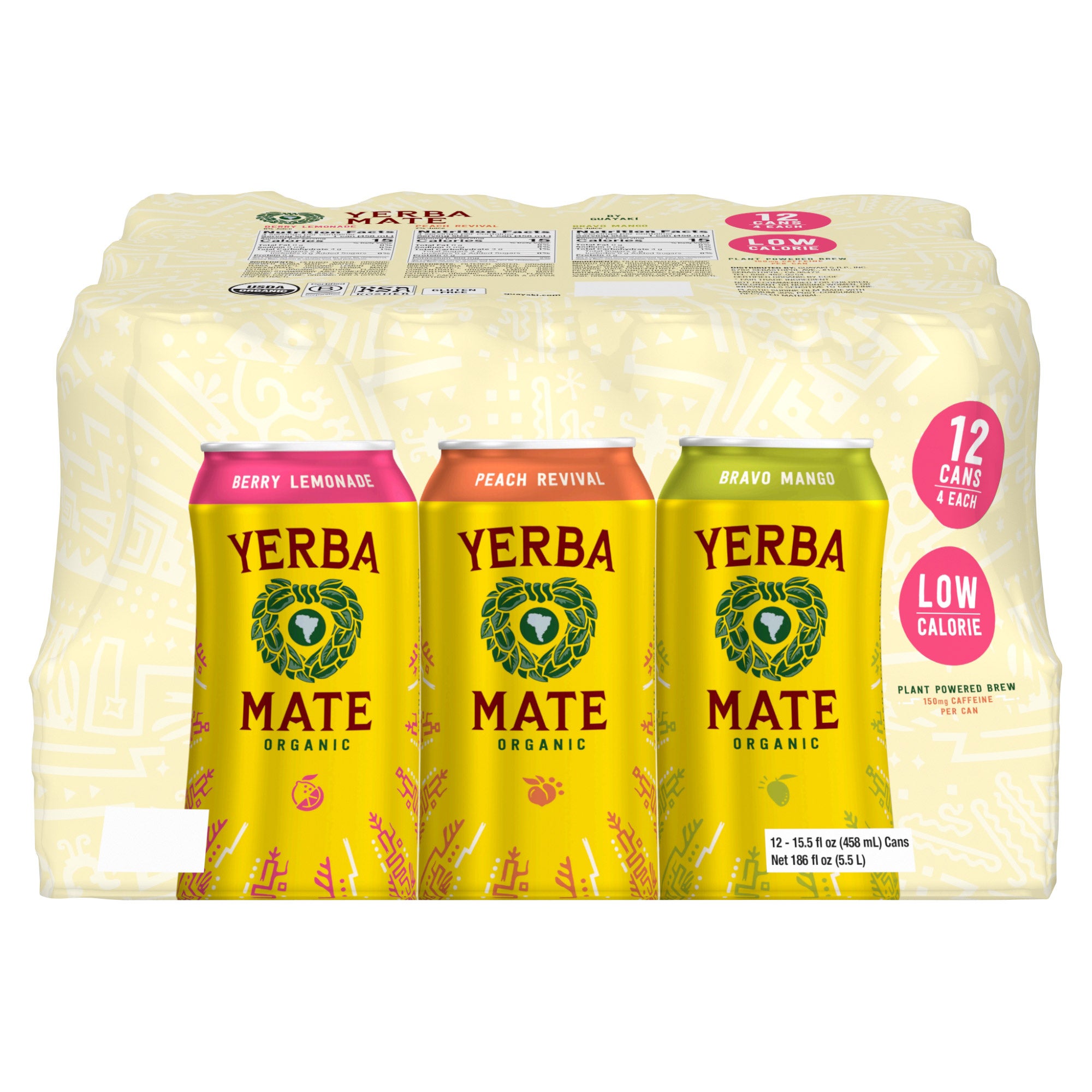 Organic Guayaki Low Calorie Yerba Mate Variety Pack, 12 Pack, 15.5 oz ...