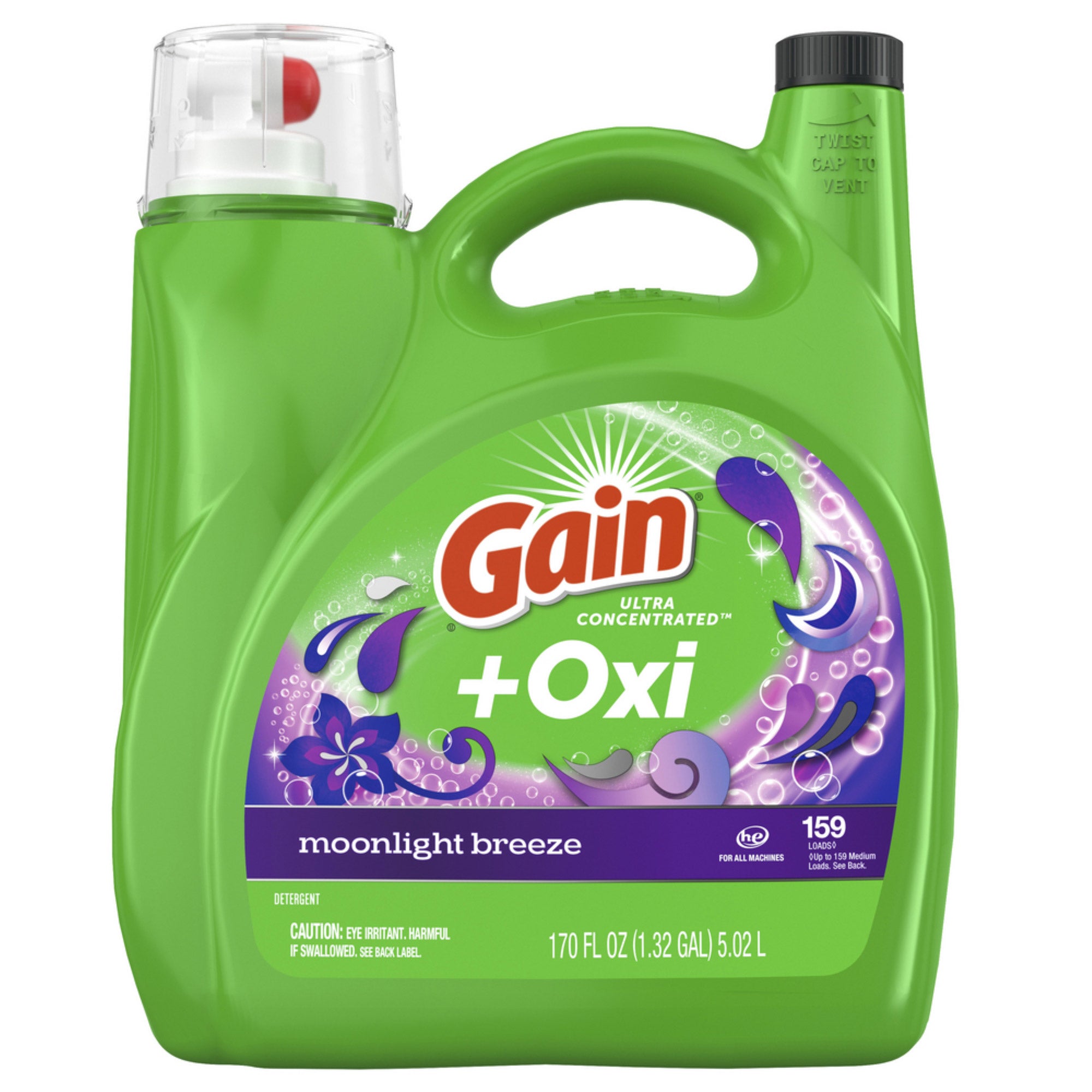 Gain + Oxi Moonlight Breeze Liquid HE Laundry Detergent, 170 fl oz, 159 ...