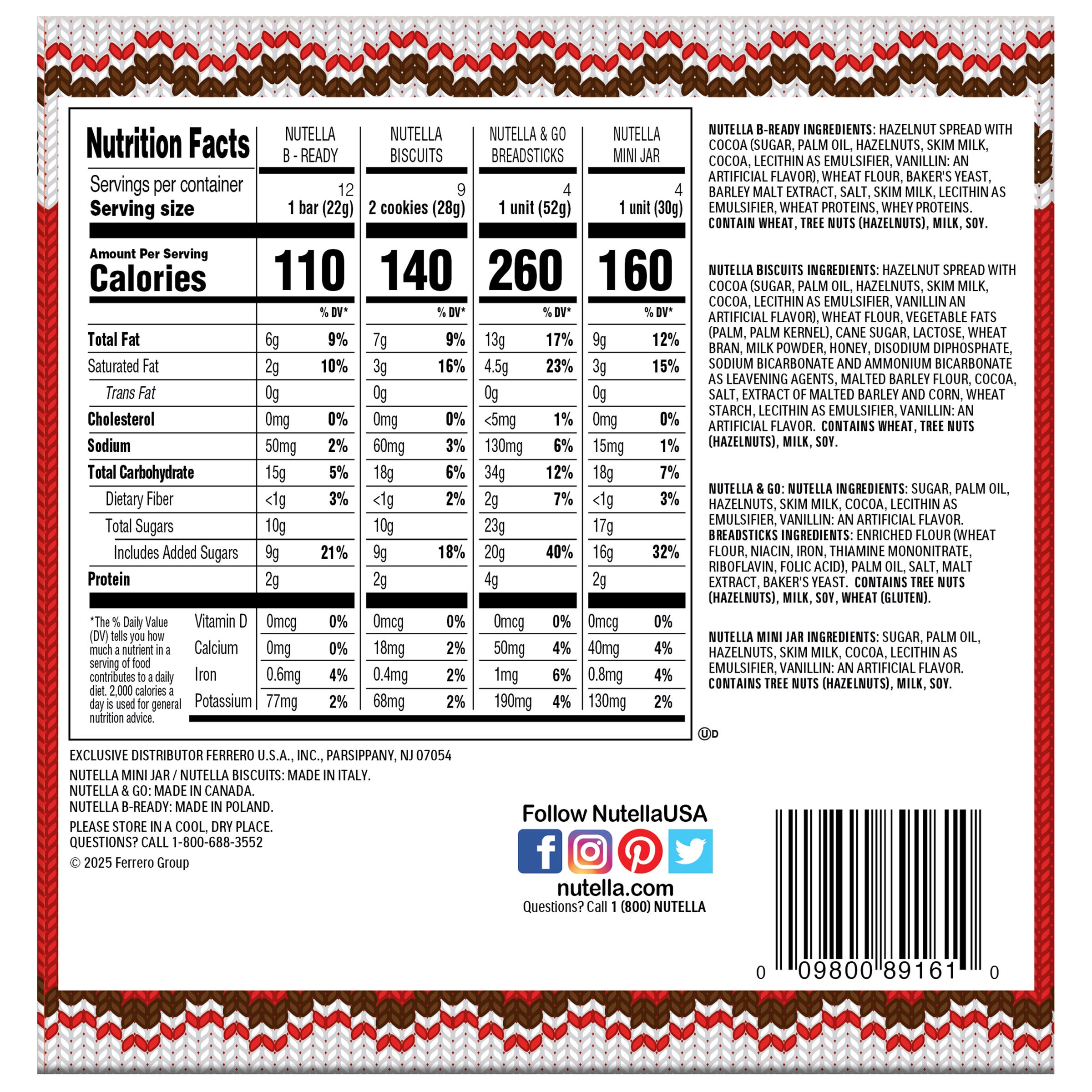 Nutella Variety Pack 26 Count - $9.99 at Costco