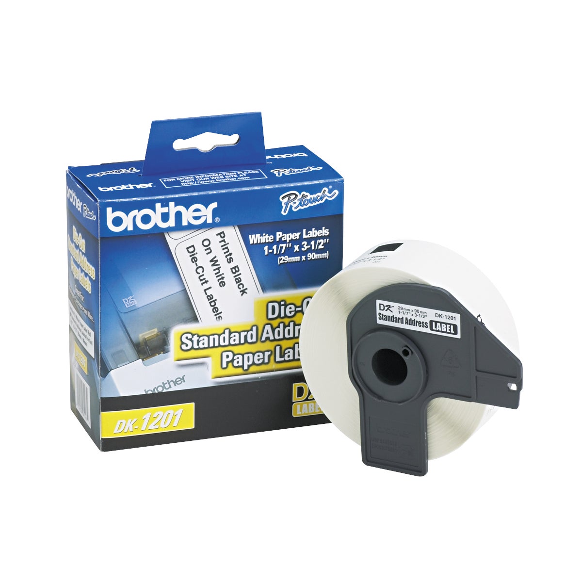 Brother P-Touch DK1201 Address Labels, 3-1/2" x 1-1/2", 400 Count ...