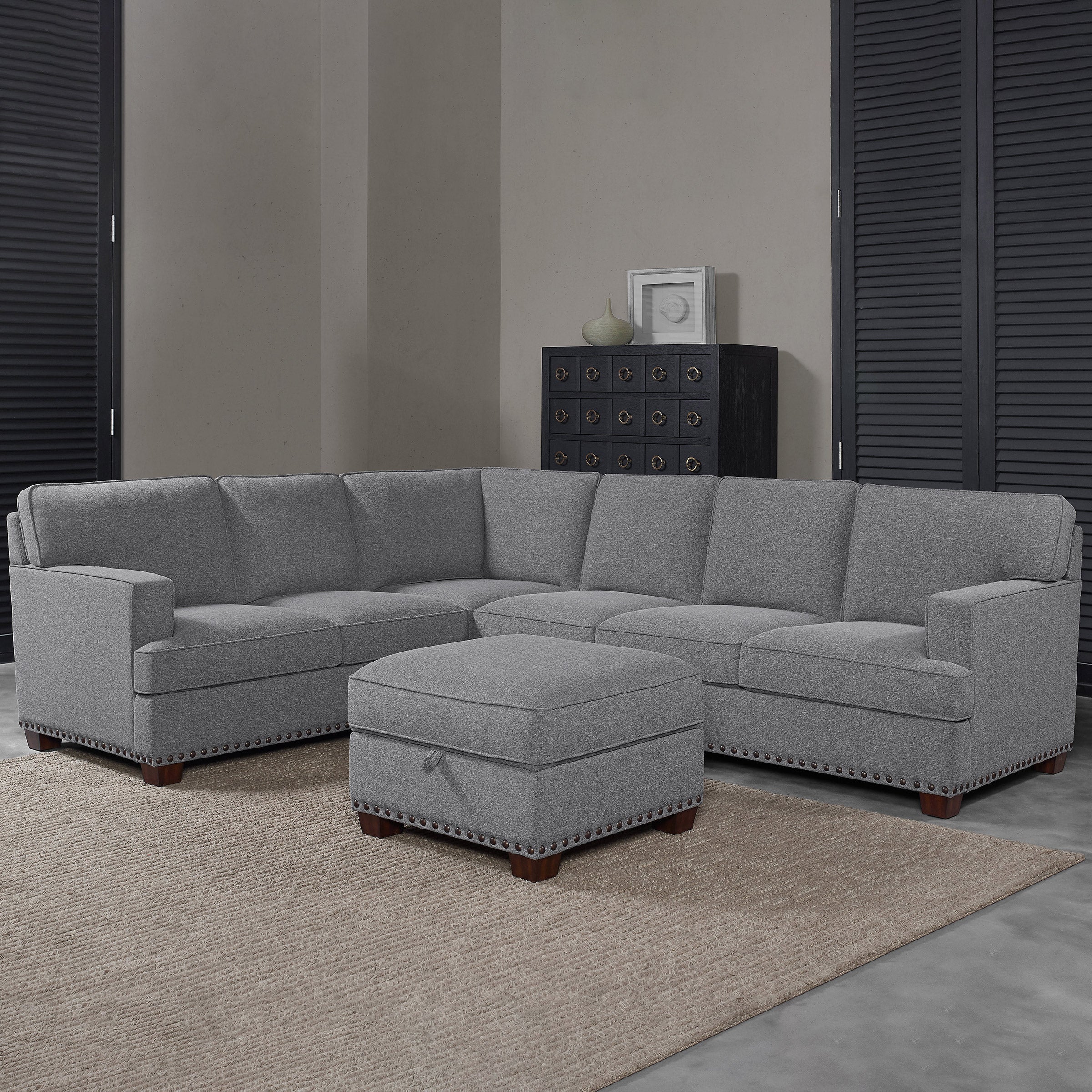 Thomasville Emilee Fabric Sectional With Storage Ottoman