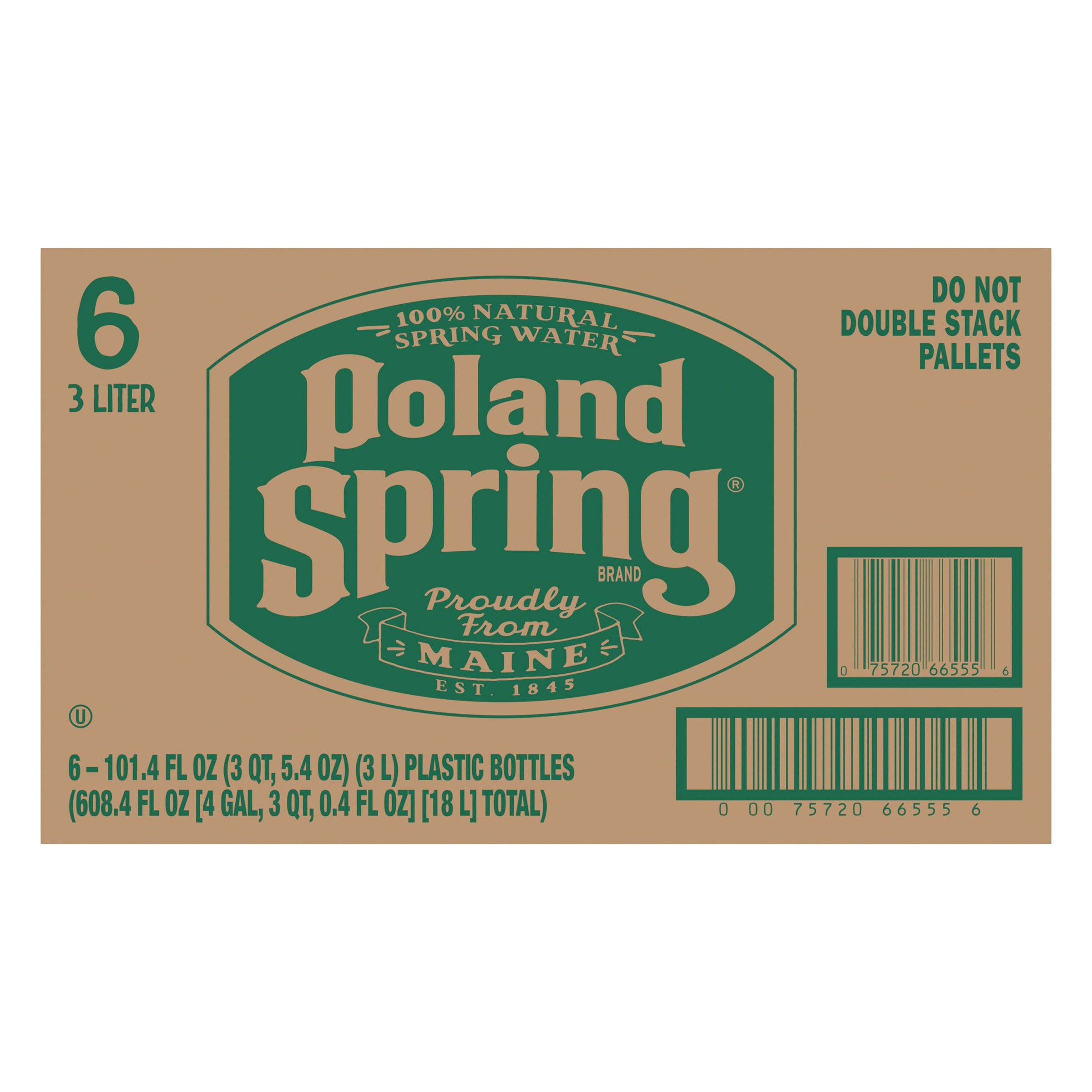 Poland Spring 100% Natural Spring Water, 6-Pack/3L Bottles, Delivered ...