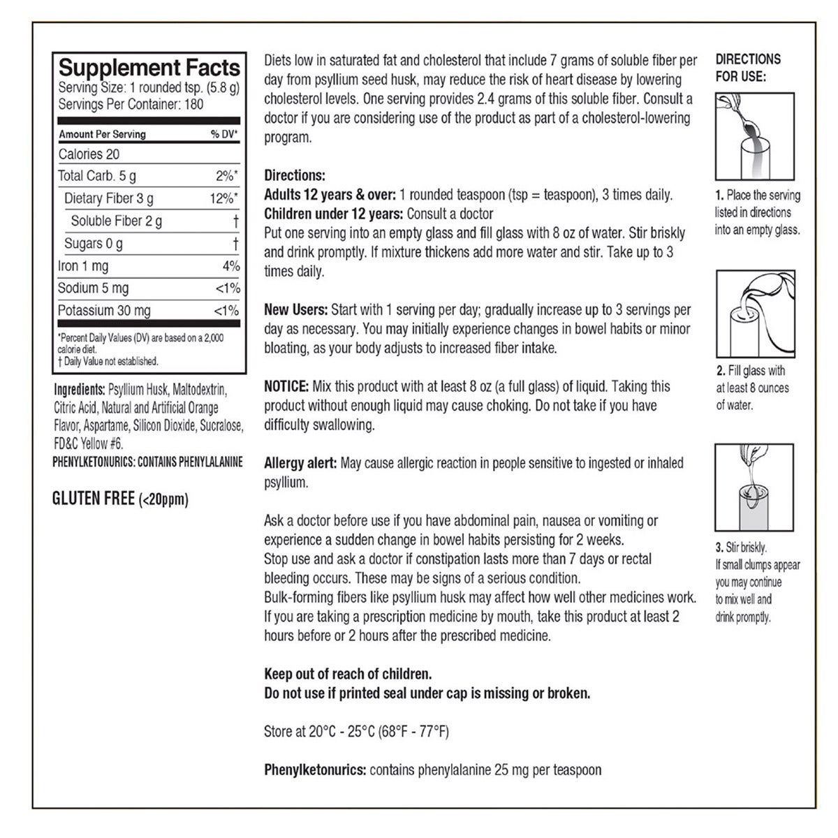 Kirkland Signature Psyllium Fiber Powder Sugar-Free 2x180 Dose - $28.99 ...
