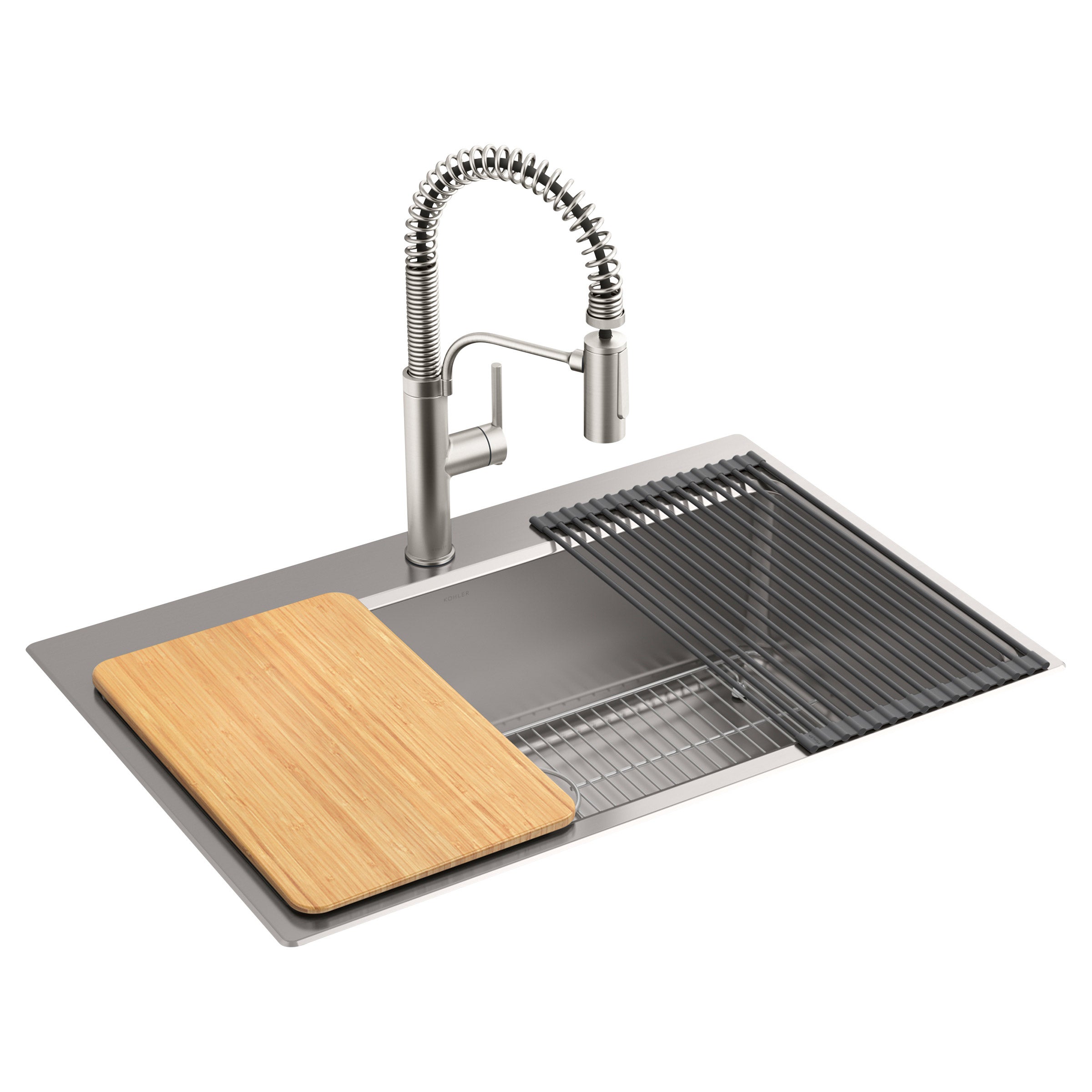 Kohler Provo 33" Dual Mount Single-Bowl Workstation Kitchen Sink Kit ...