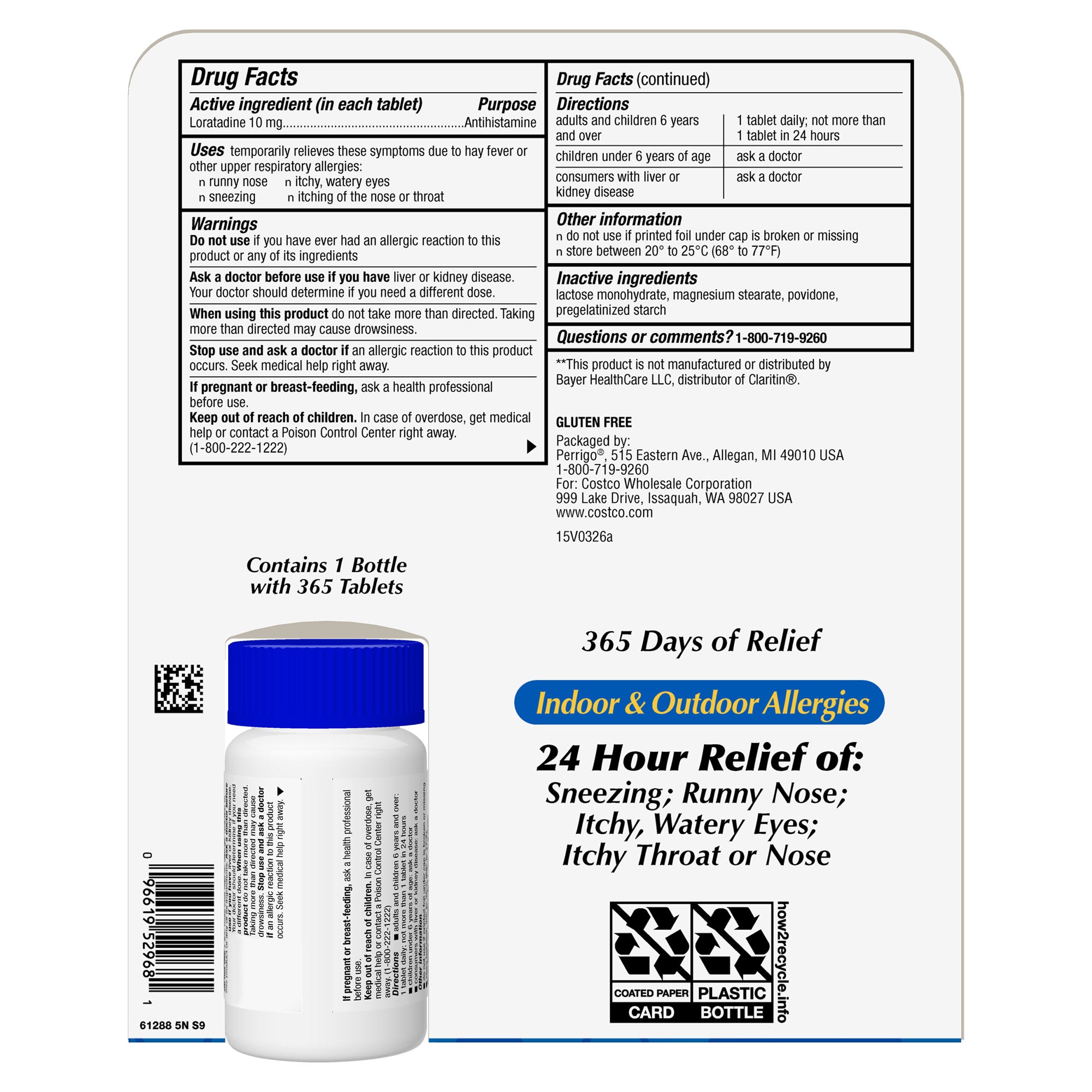 Kirkland Signature AllerClear 10mg, 365 Tablets - $8.49 at Costco