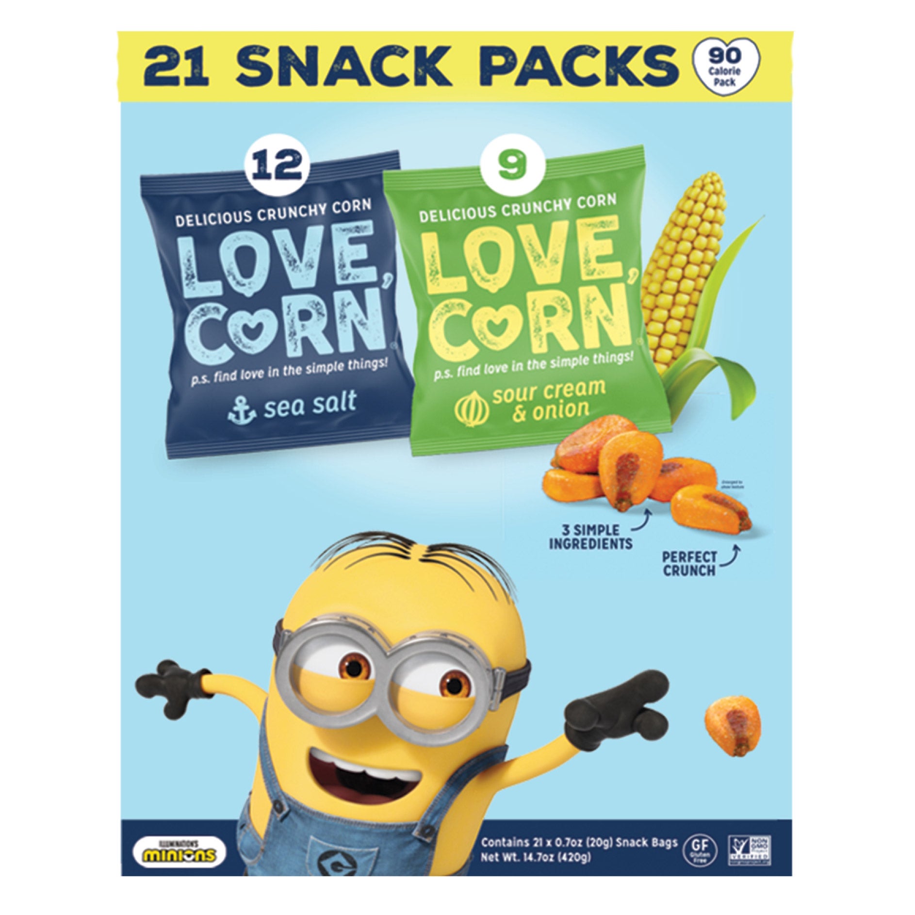 LOVE CORN Sea Salt & Sour Cream Variety Snack Packs, 21 x 0.7 oz ...