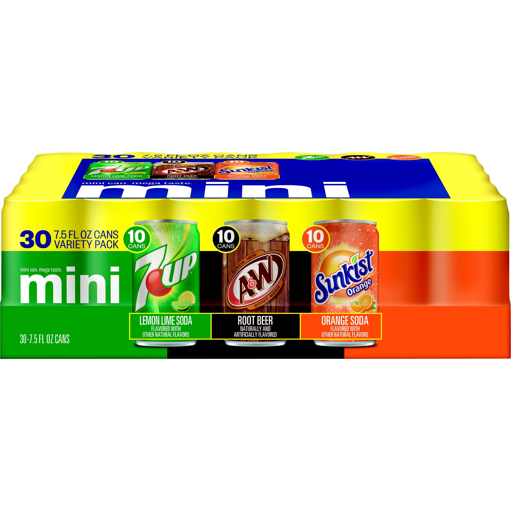7UP, A&W, Sunkist Mini Can Variety Pack, 30 ct./7.5 fl oz (#1519832 ...