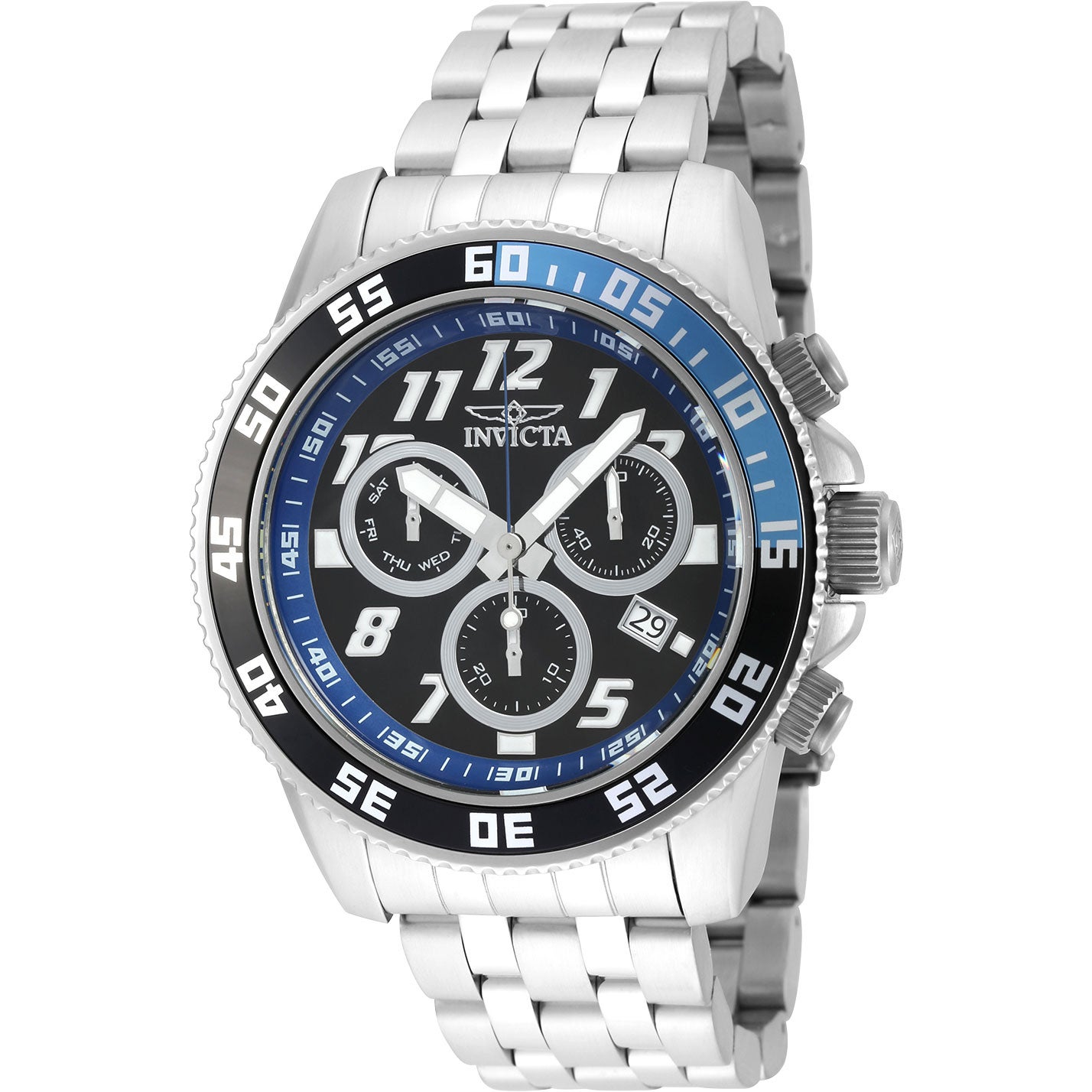 Invicta Pro Diver Men's Stainless Steel Black Chronograph Watch ...
