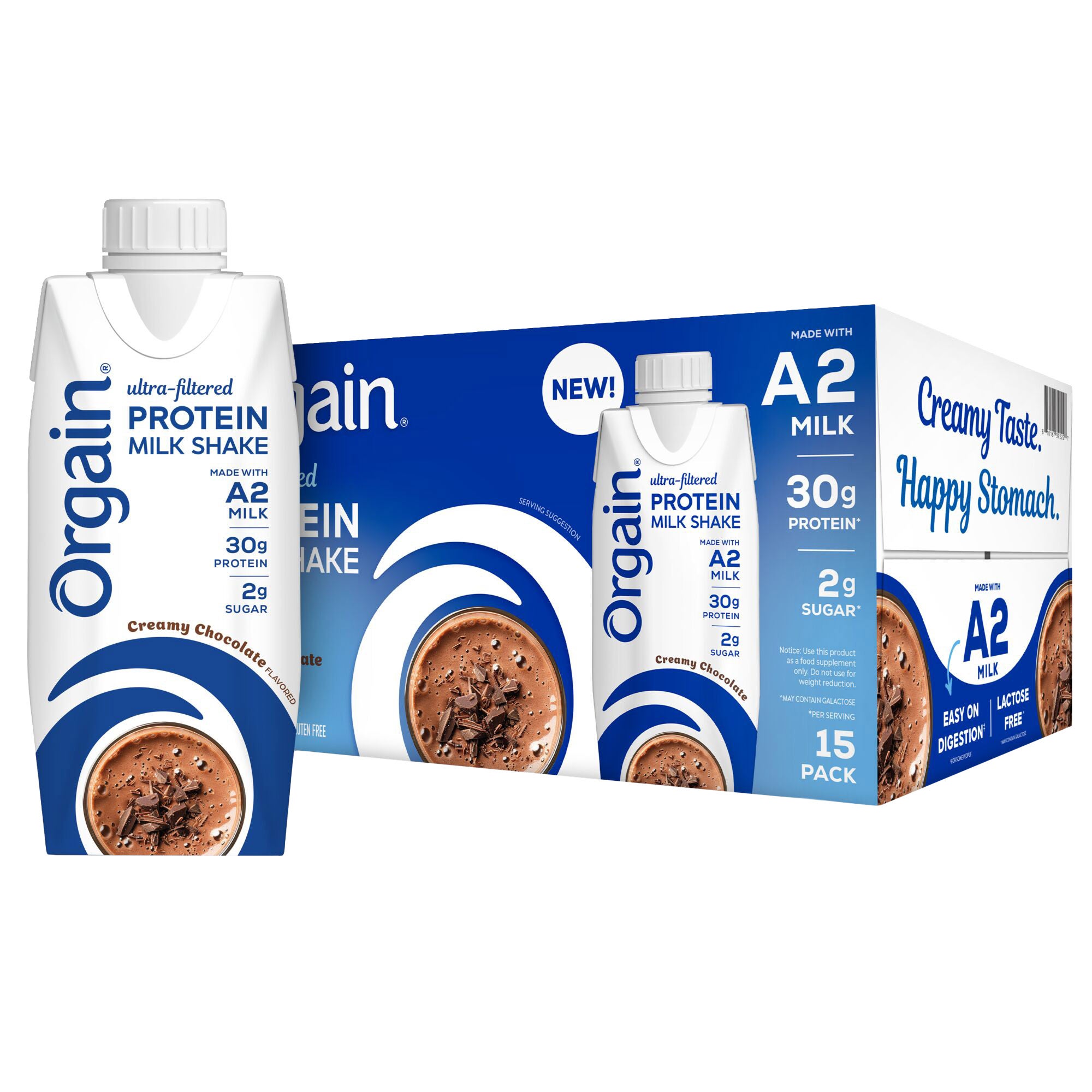 Orgain A2 Ultra-Filtered Protein Milk Shake, Chocolate, 11 fl oz, 15 ...