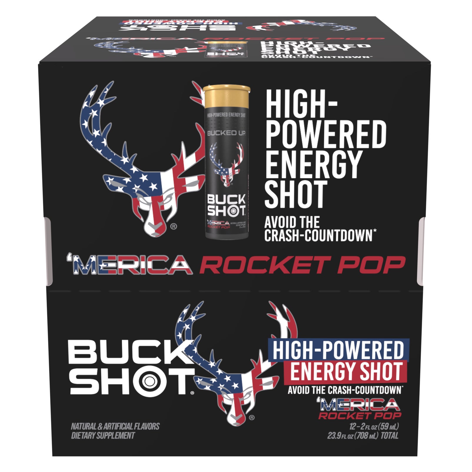 Bucked Up Buck Shot Rocket Pop Energy Shot, 12 Count, 2 FL OZ Each ...