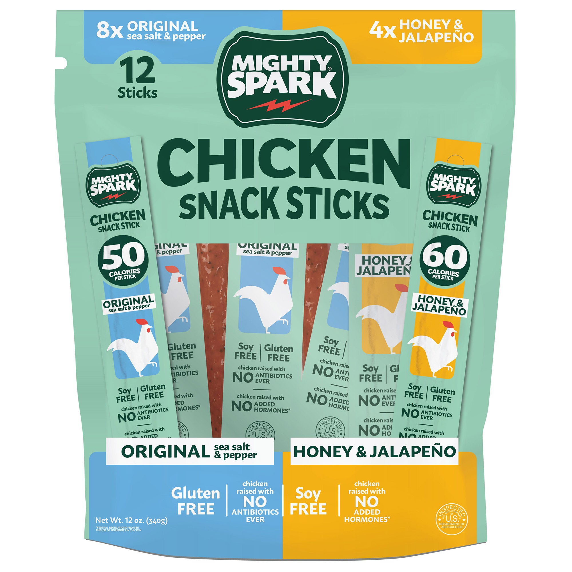 Mighty Spark Honey & Jalapeño Chicken Snack Sticks 12 Count 1 Ounce ...